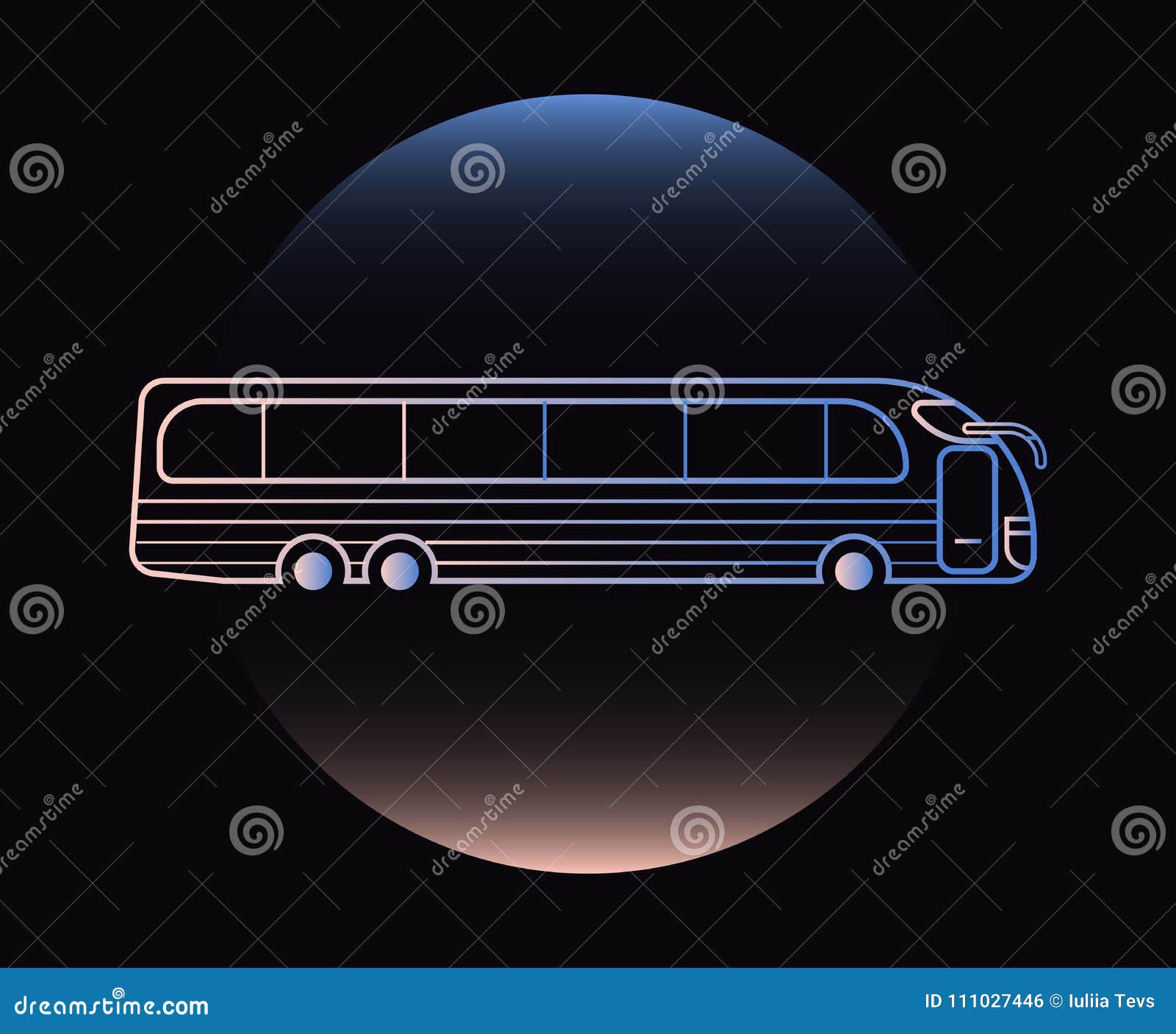 Modern Neon Thin Icon of Bus on Black Background. Stock Vector ...