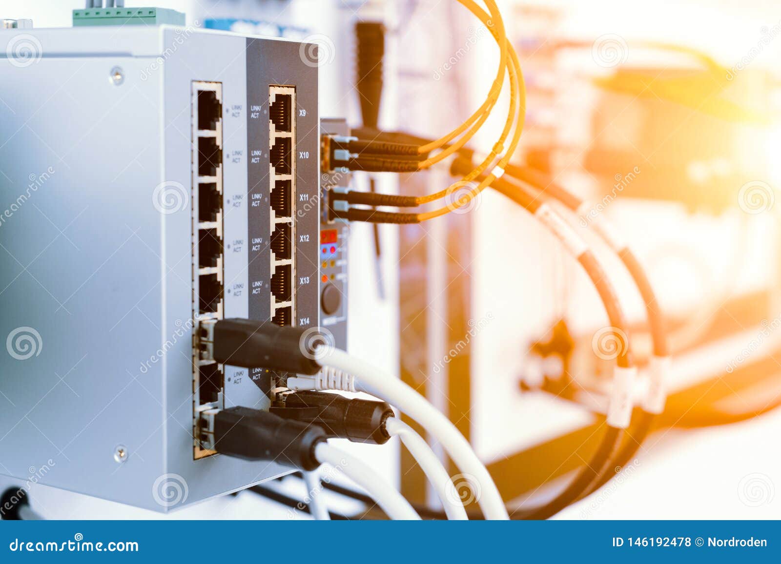 Modern Network Equipment, High-speed Switch. Network Cables are ...