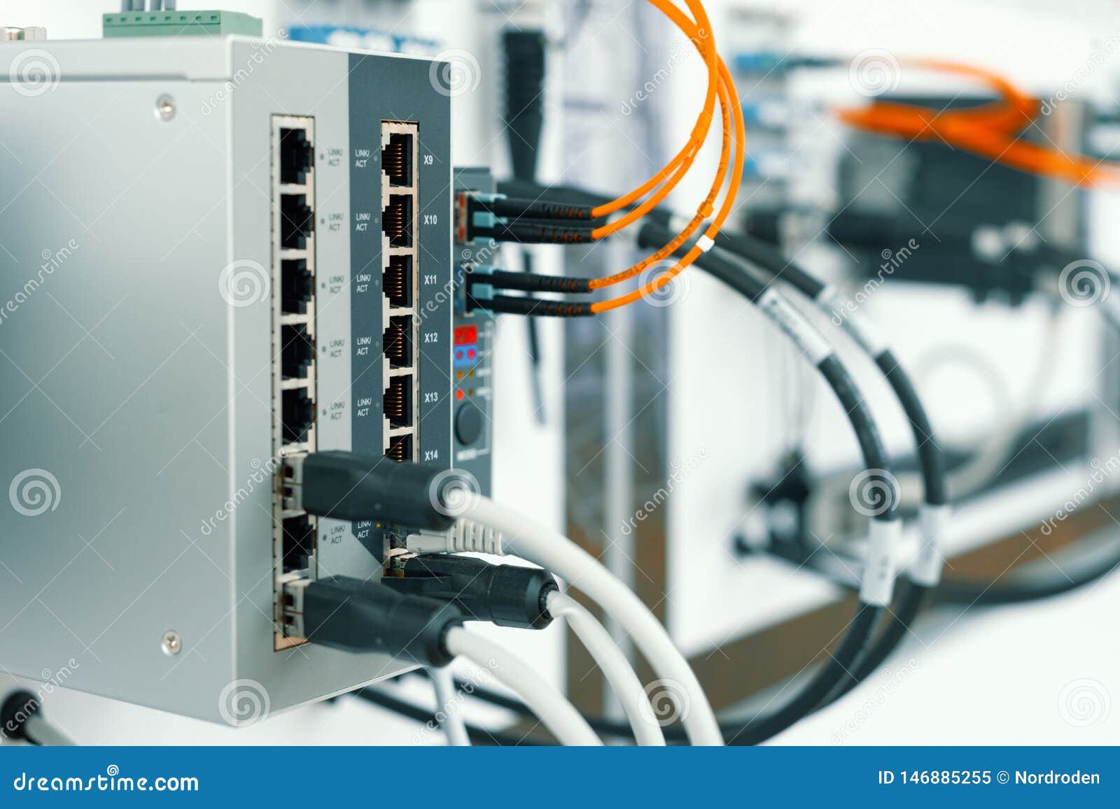 Modern Network Equipment, High-speed Switch. Network Cables are ...