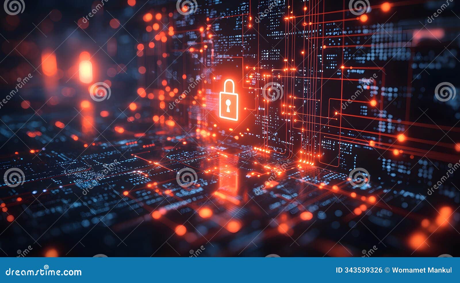 Modern Network Interface with Security Elements Stock Illustration ...