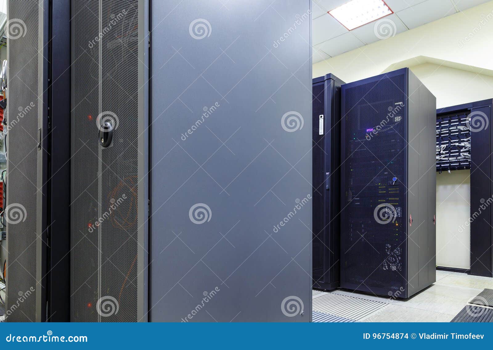 Modern Network Server Room with Computers for Digital Tv Ip ...