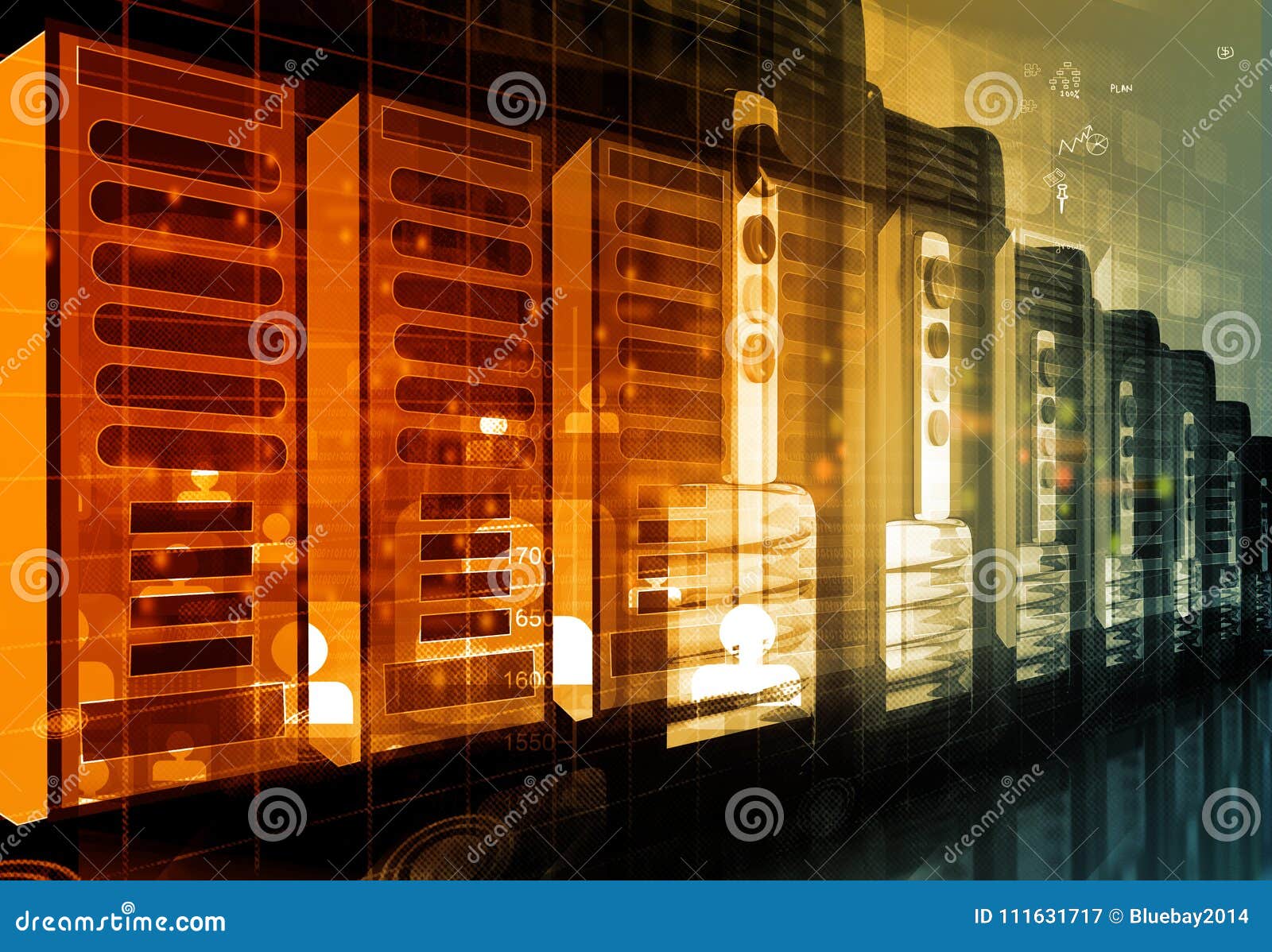 Modern Network Server Room in Data Center Stock Image - Image of ...