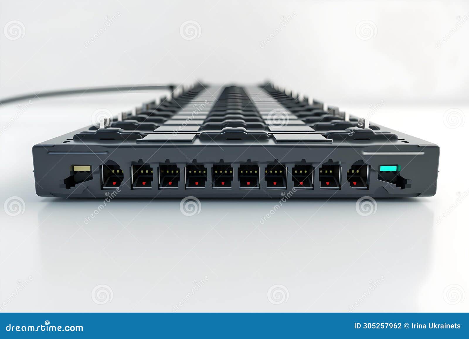 Modern Network Switch on White Background. Close-up, Selective Focus ...