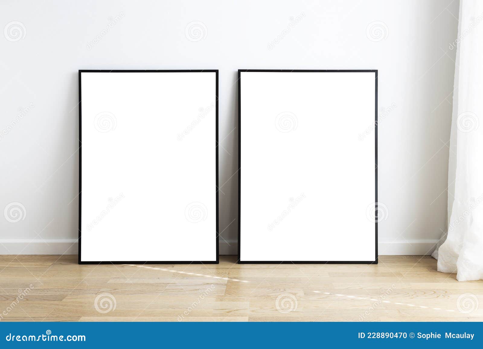 Modern Neutral Room with Frames Stock Photo - Image of decor, blank ...