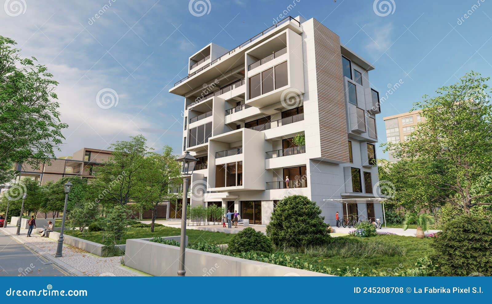 Modern new apartment block stock illustration. Illustration of ...