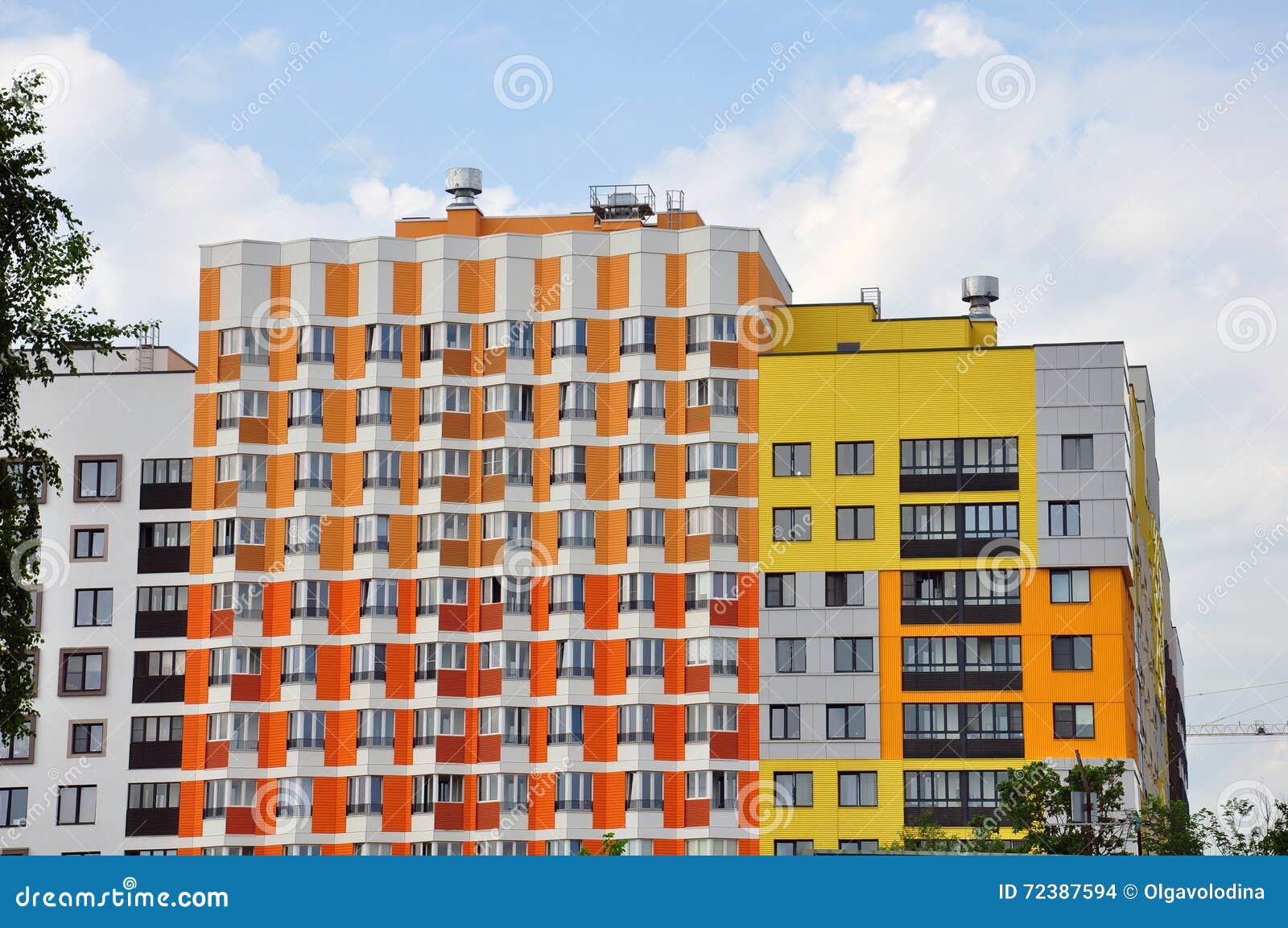 Modern New Apartment Building with Beautiful Facade Color Stock Photo ...