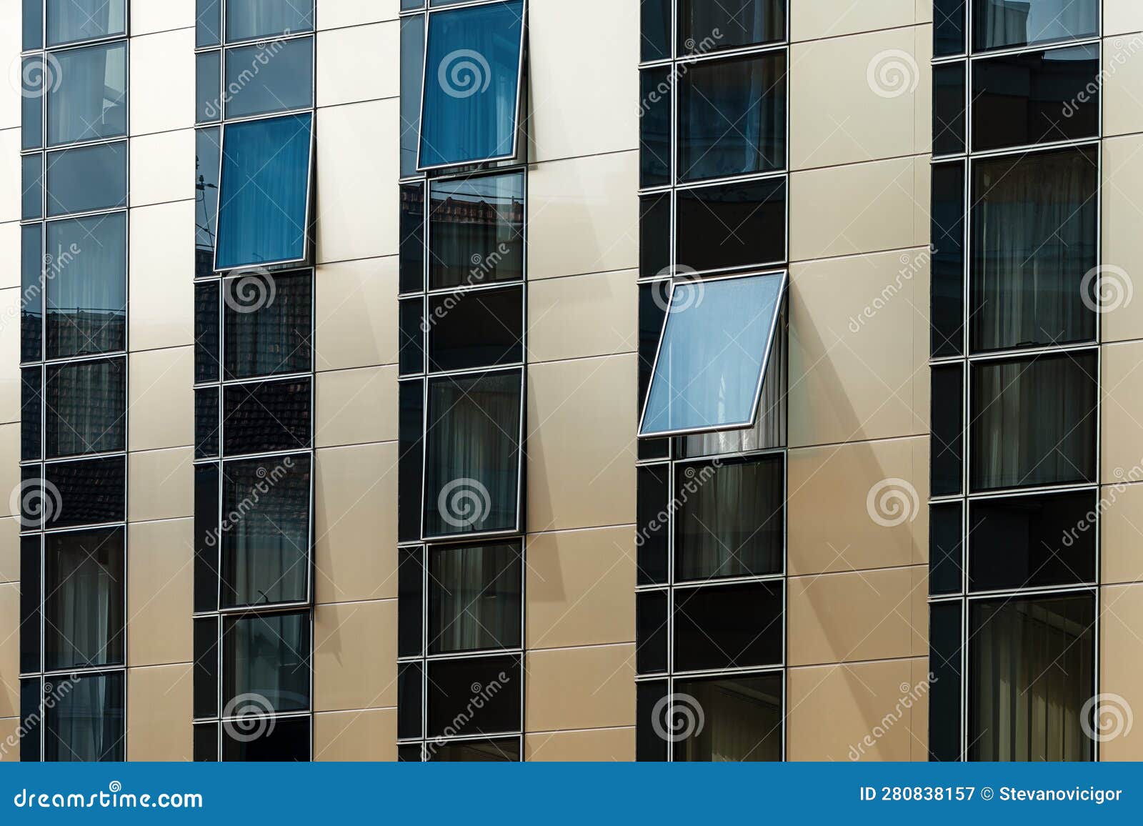 Modern New Building with Open Window, Urban Architectural Pattern Stock ...