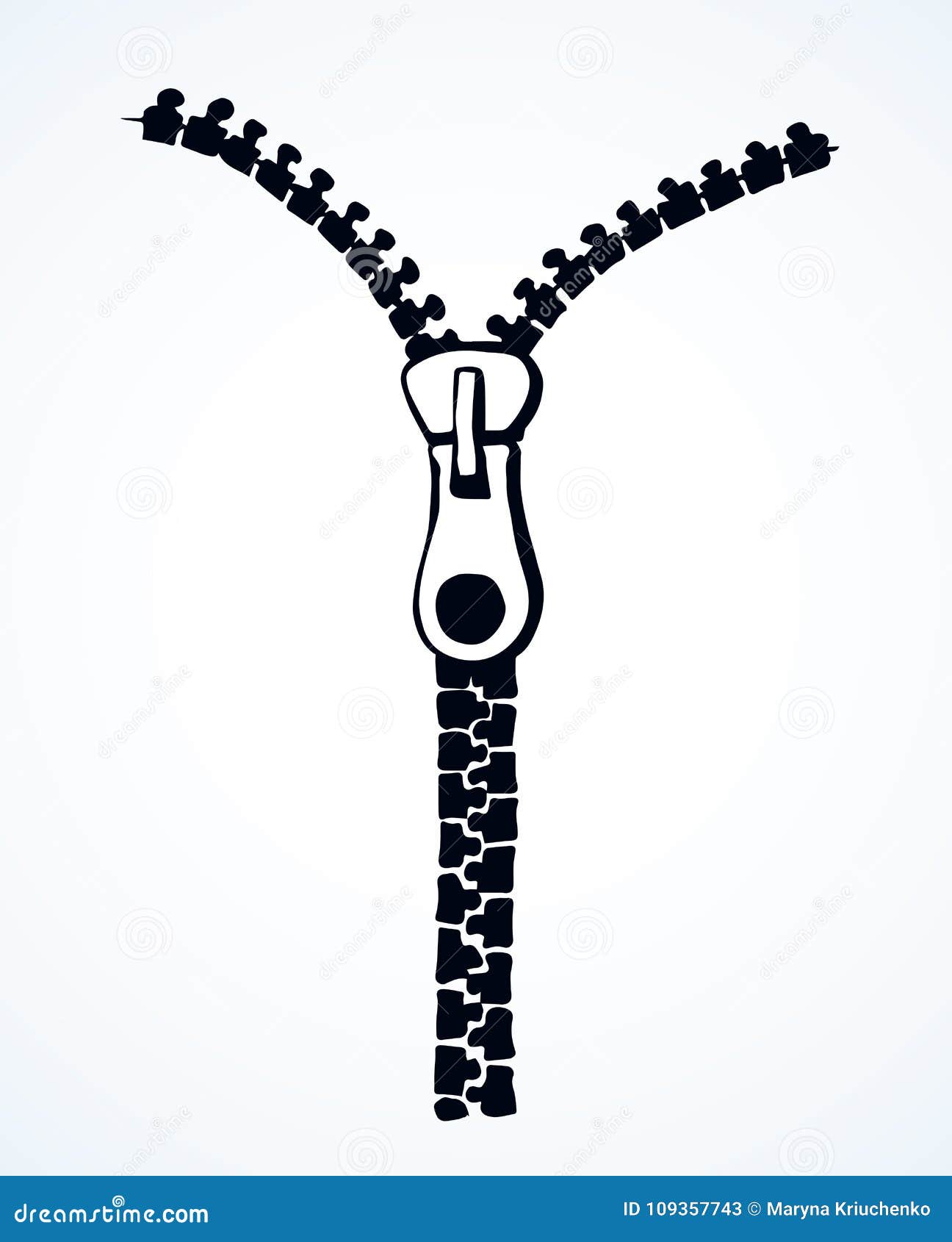 Zipper. Vector drawing stock vector. Illustration of open - 109357743