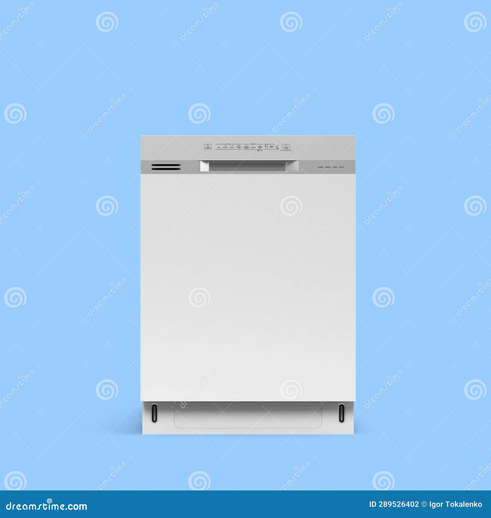 Modern New Dishwasher Front View 3d Render on Blue Stock Illustration ...