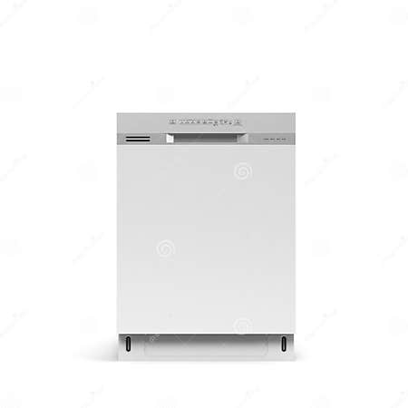 Modern New Dishwasher Front View 3d Render on White Stock Illustration ...