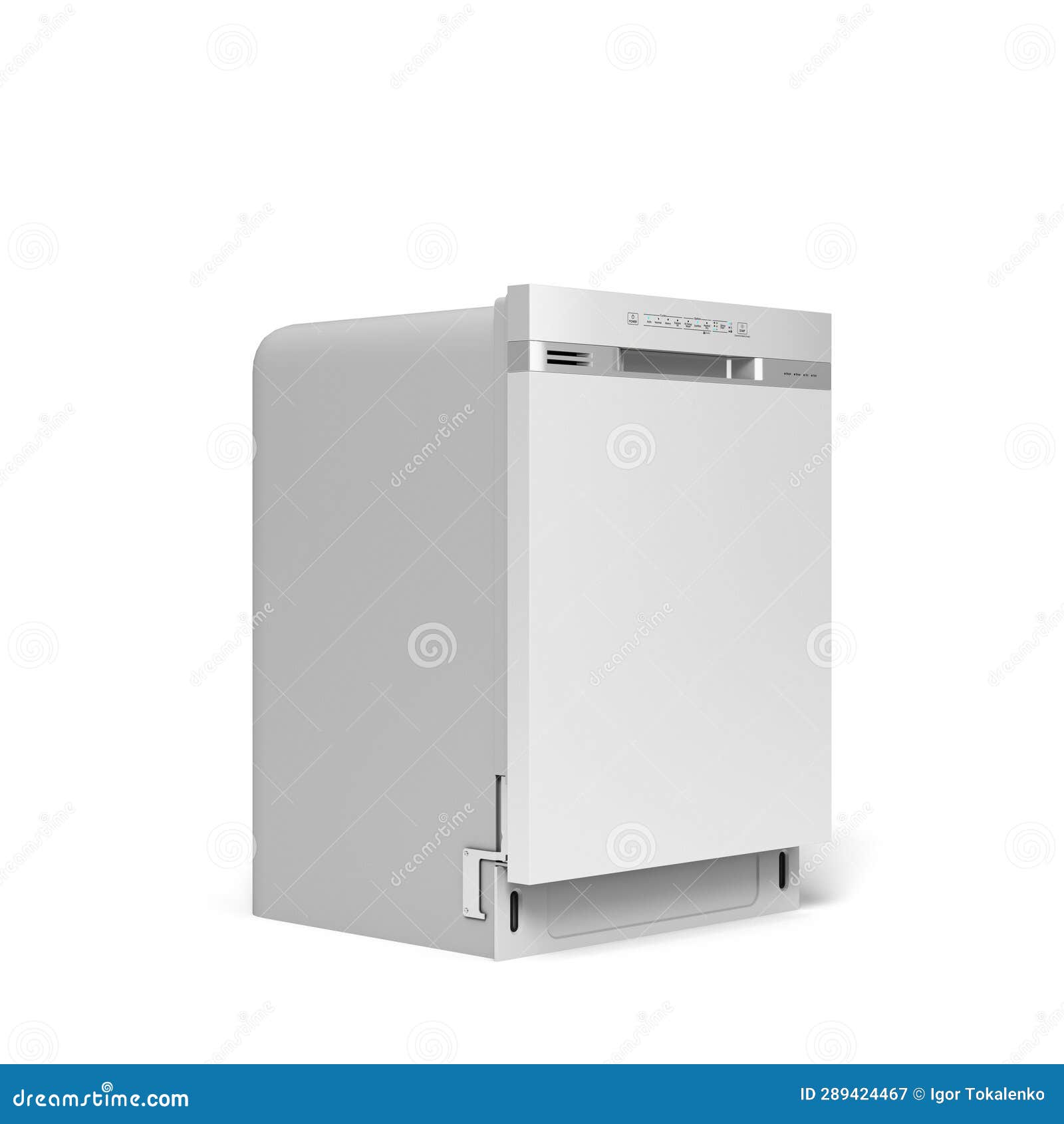 Modern New Dishwasher Perspective View 3d Render on White Stock ...