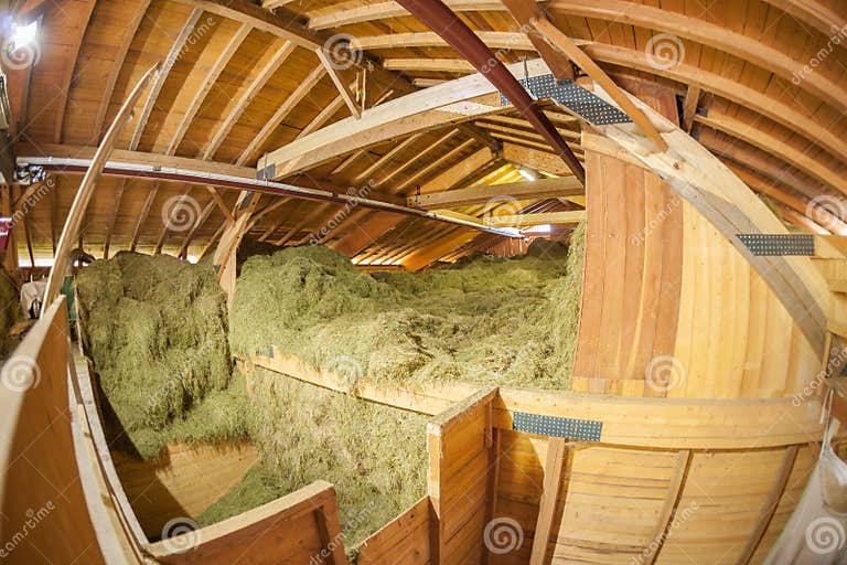 Modern New Hayloft during Haymaking Stock Image - Image of field ...