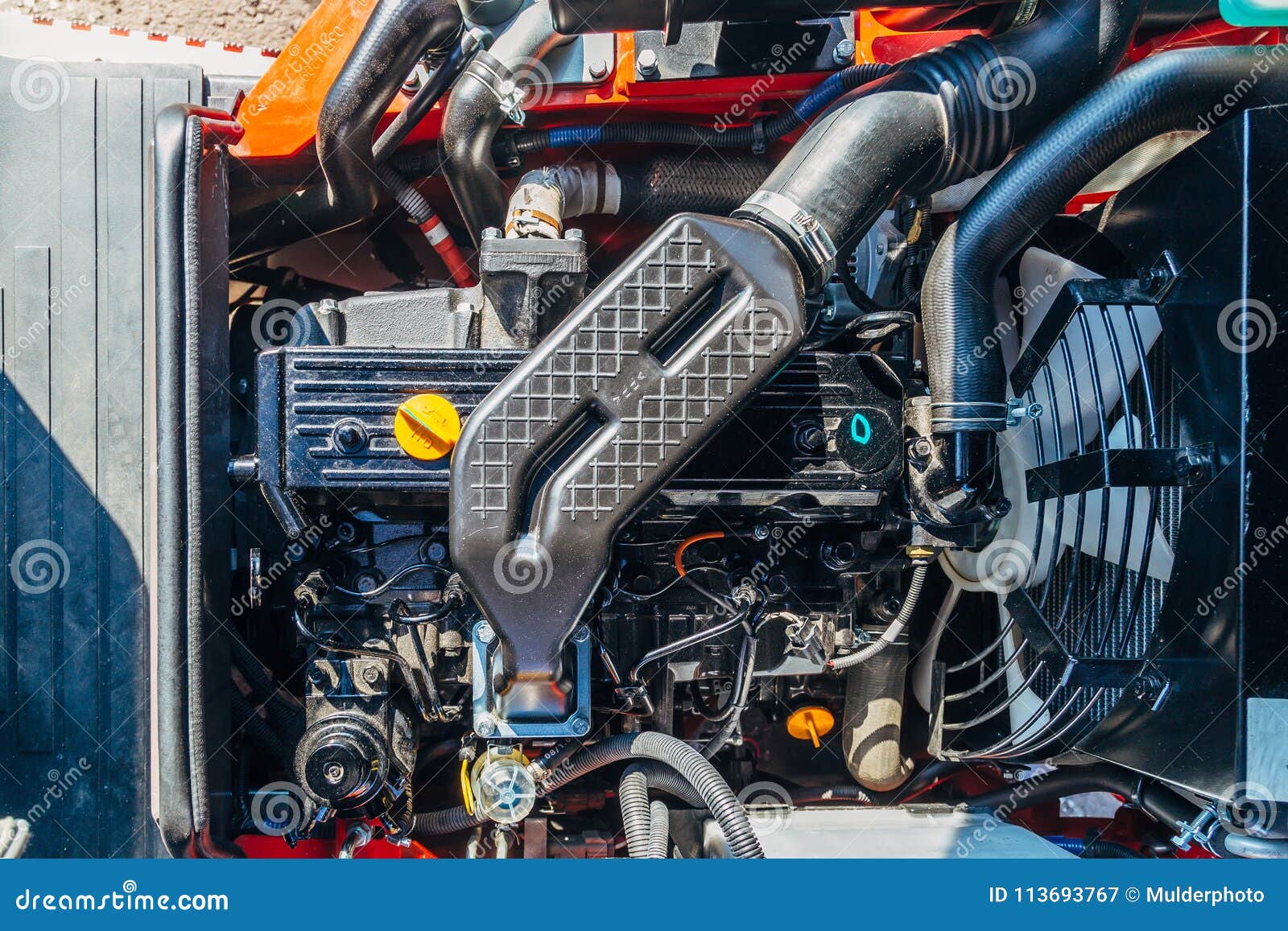 Modern New Hi-tech Engine of Loader or Small Tractor. Top View Stock ...