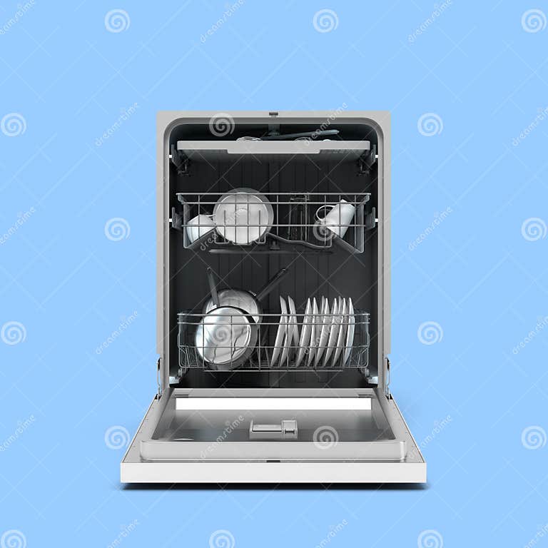 Modern New Open Dishwasher Frontview 3d Render Stock Illustration ...