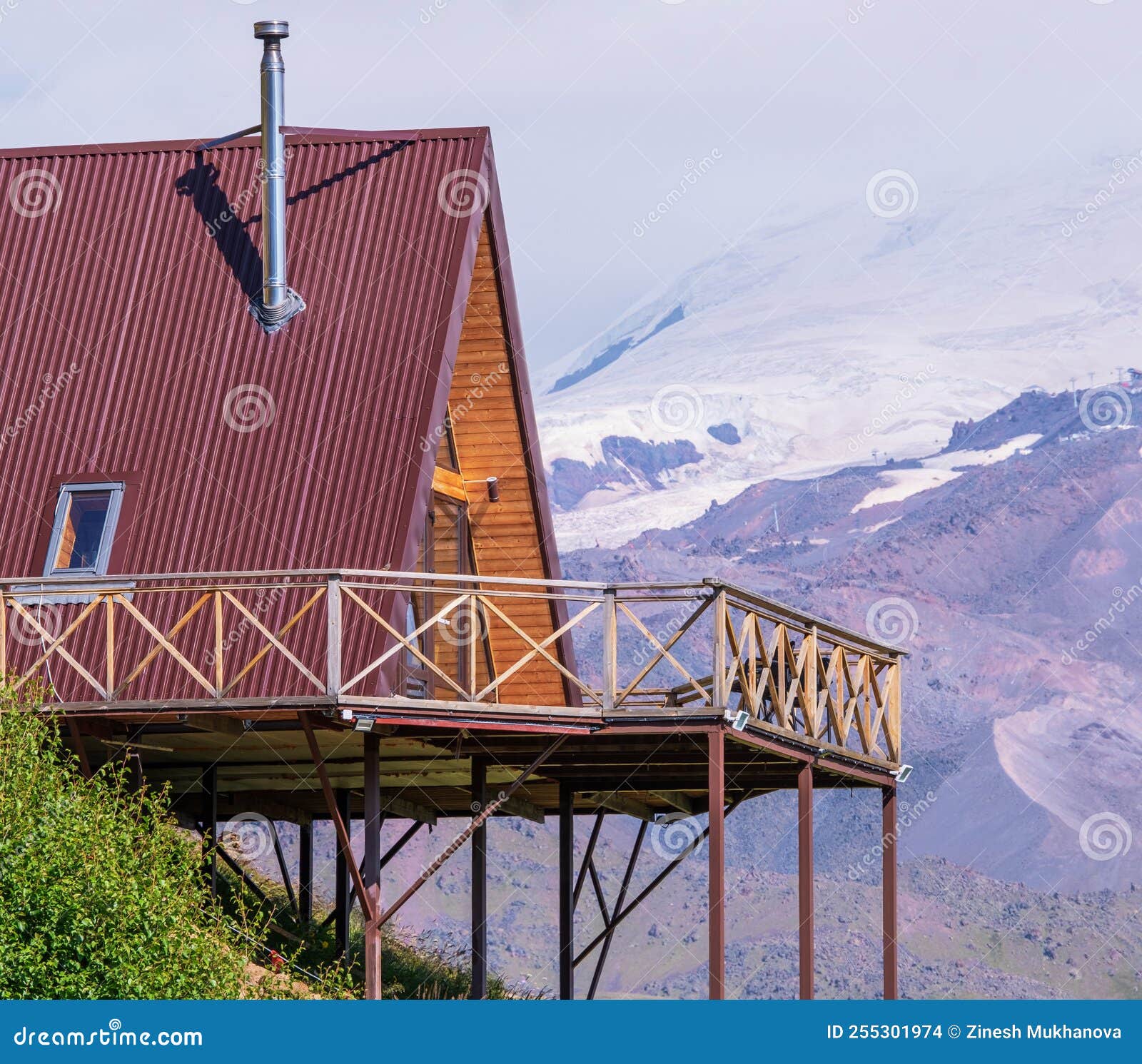 Modern New Small House in the Mountains, Standing on the Top of the ...