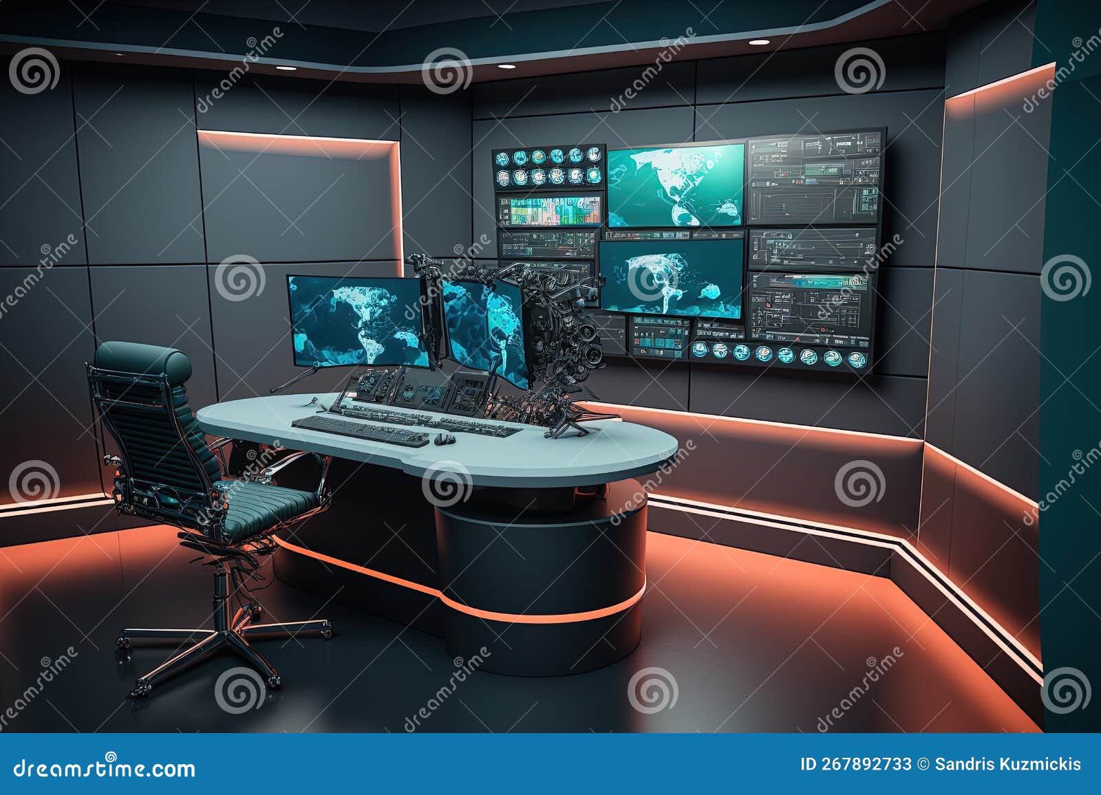 Modern News Studio. Generative AI Stock Illustration - Illustration of ...
