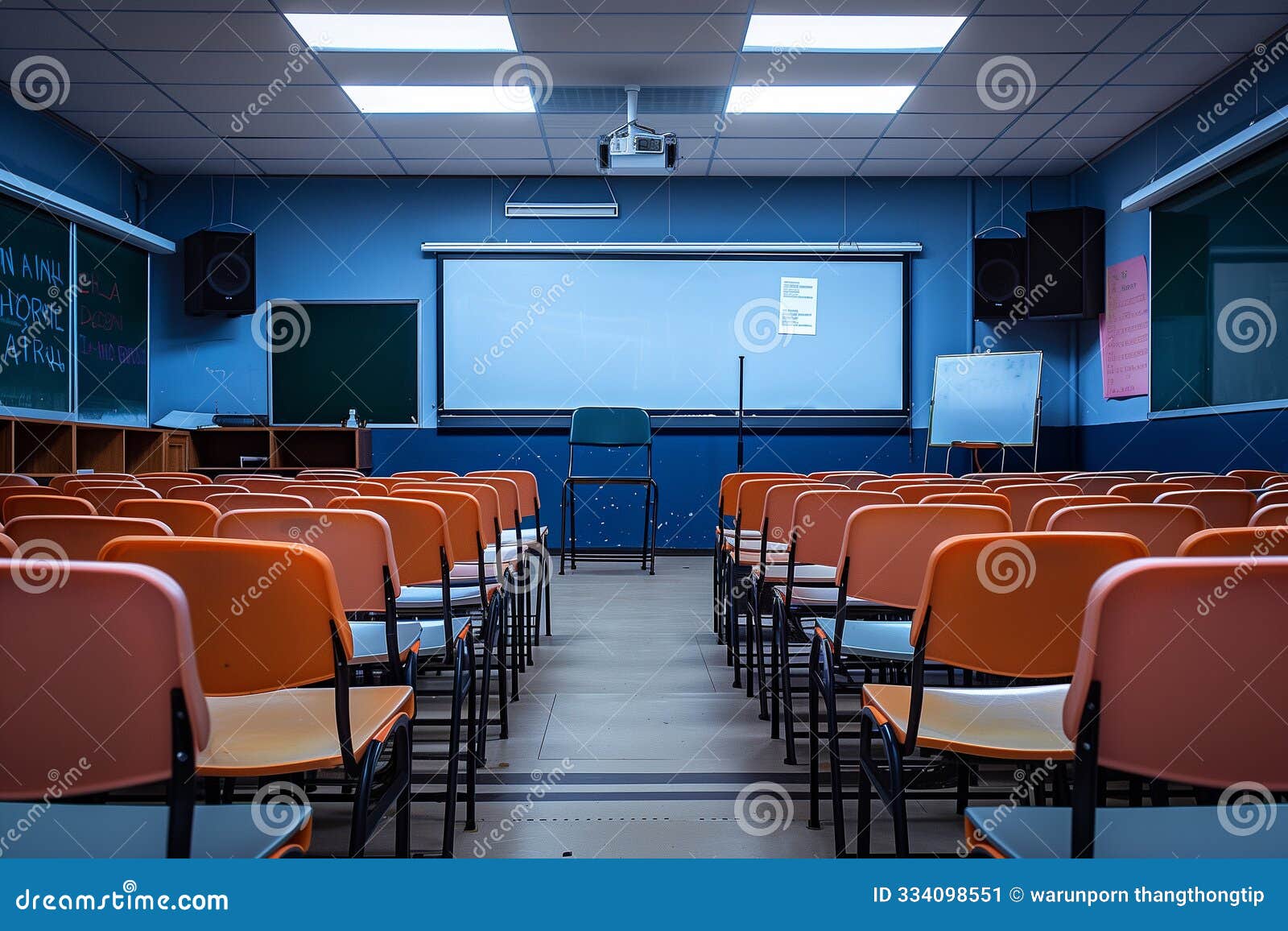 Modern Night Classroom Setting with White Board Innovative Educational ...