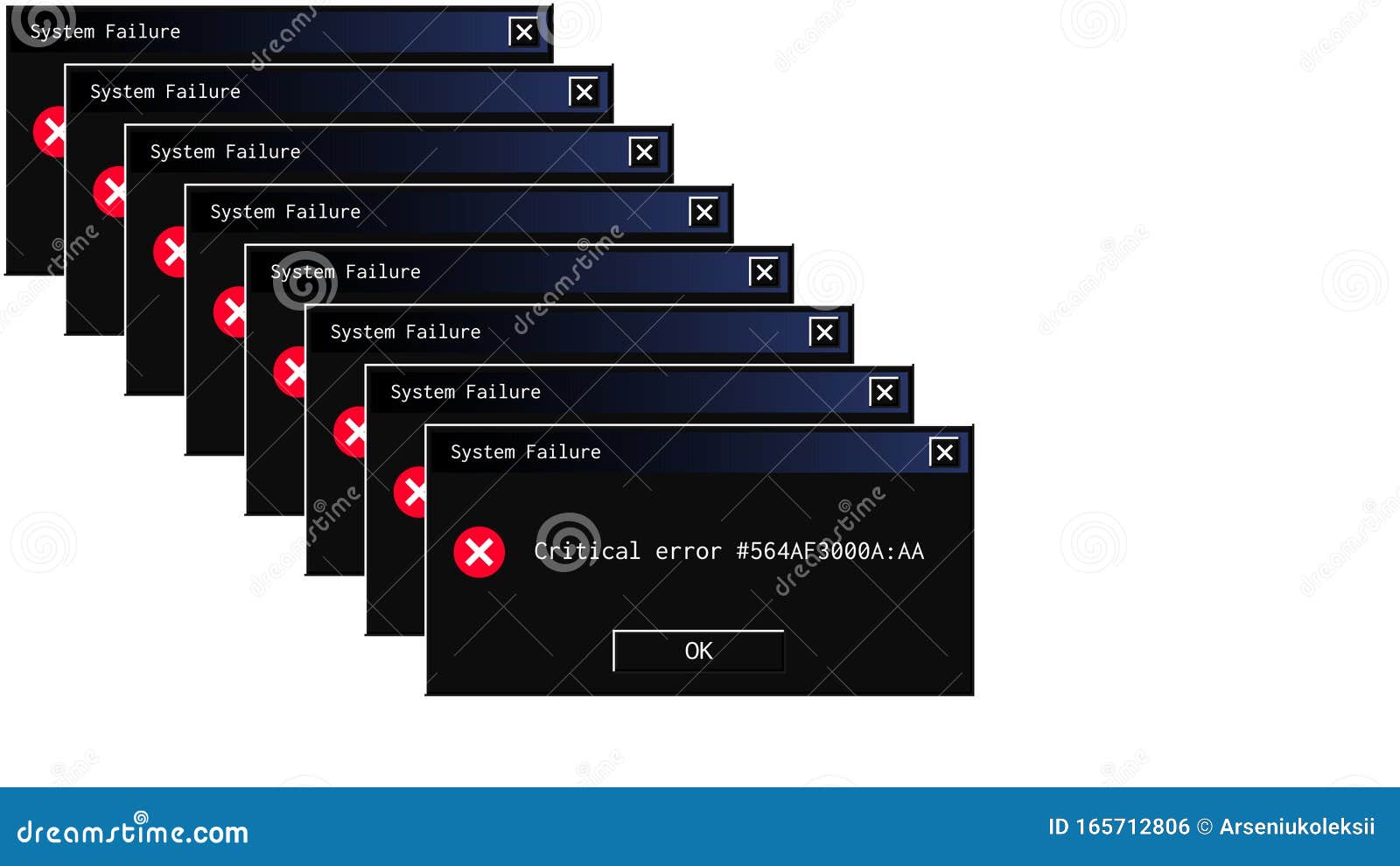 Modern Night Mode Theme of a Vintage Error Message Stock Vector ...