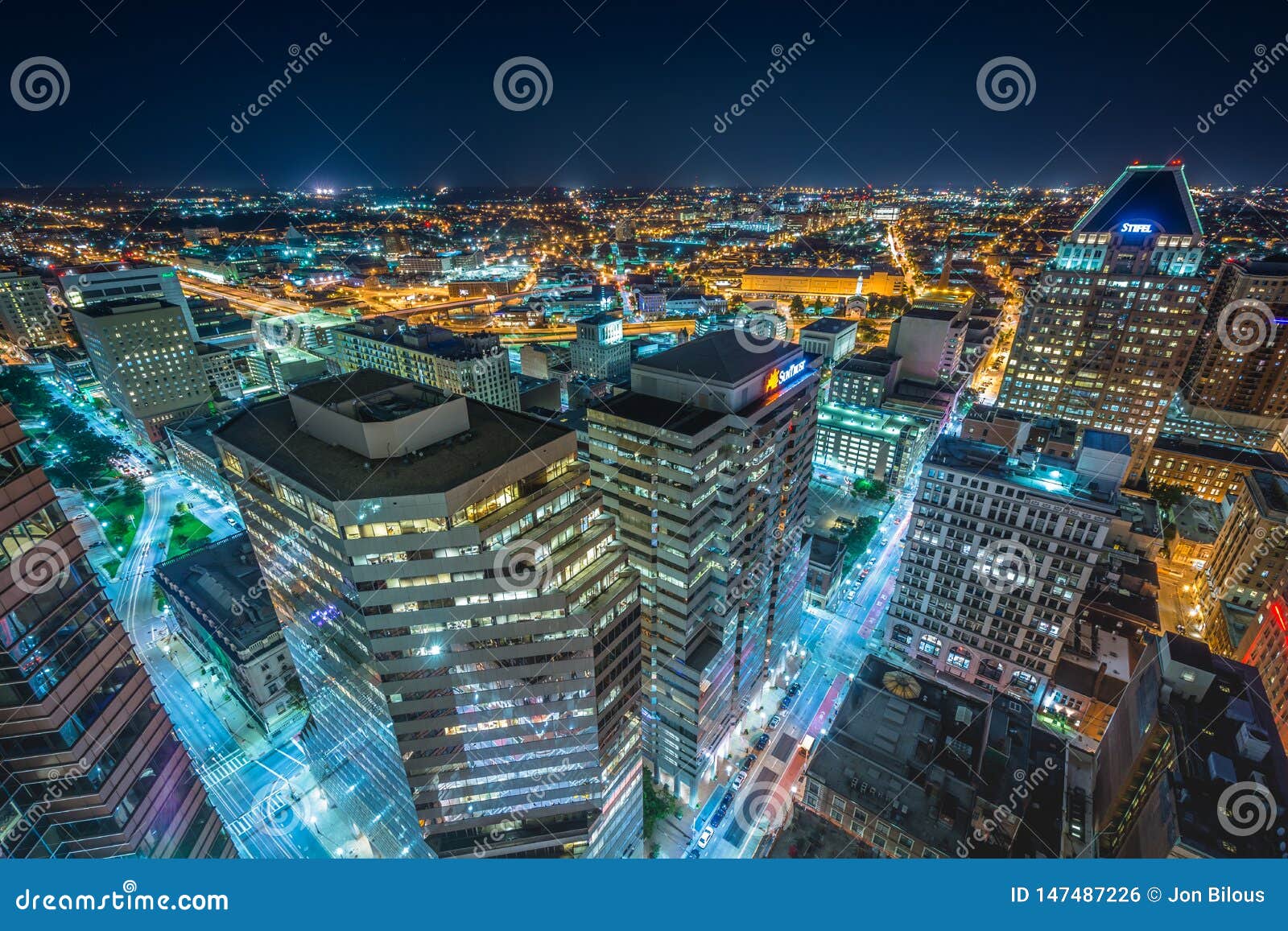 Modern Night View in Downtown Baltimore, Maryland Editorial Photo ...