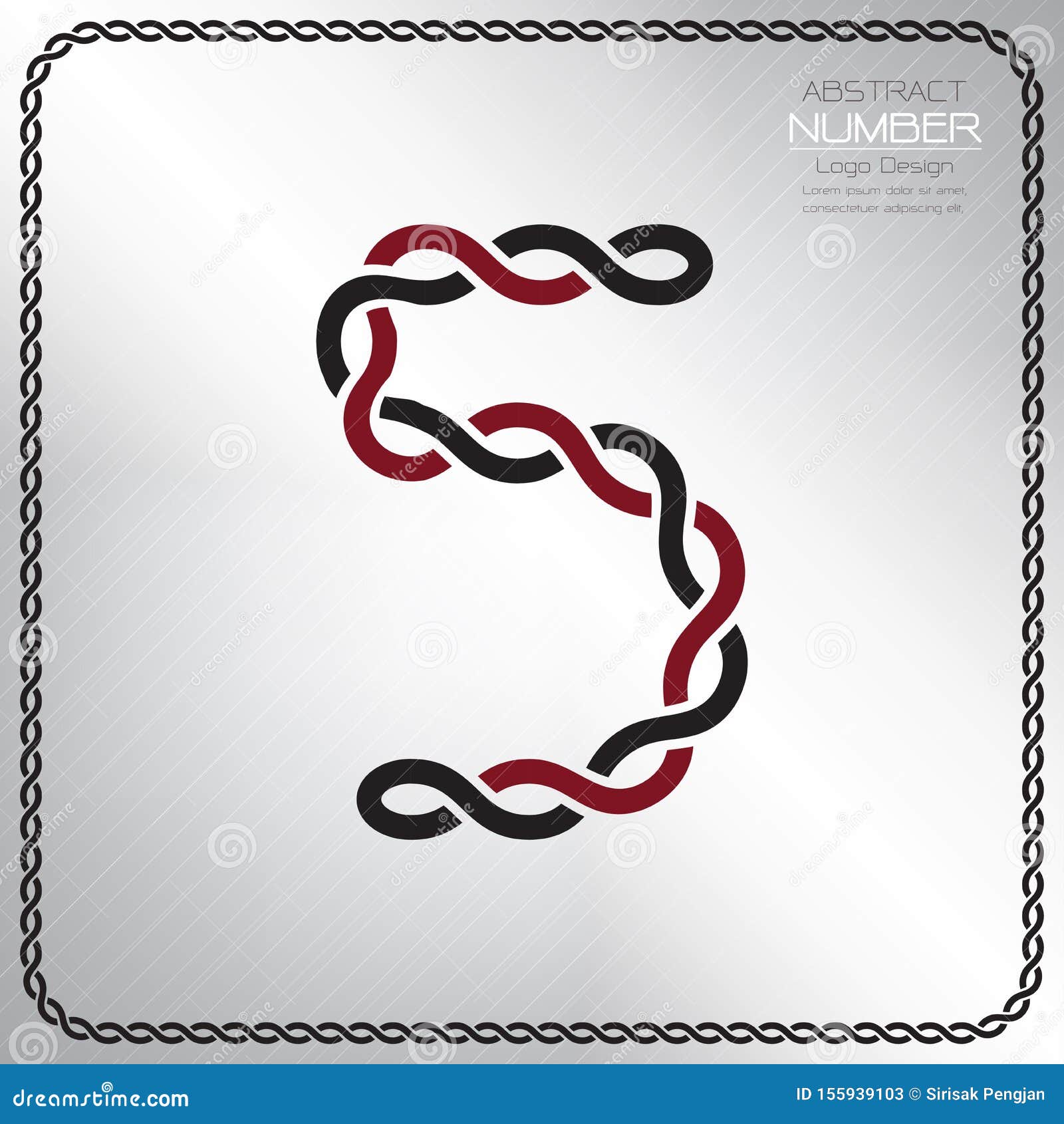 Modern Number Five Template, Design the Rope To Be a Alphabet, Vector ...