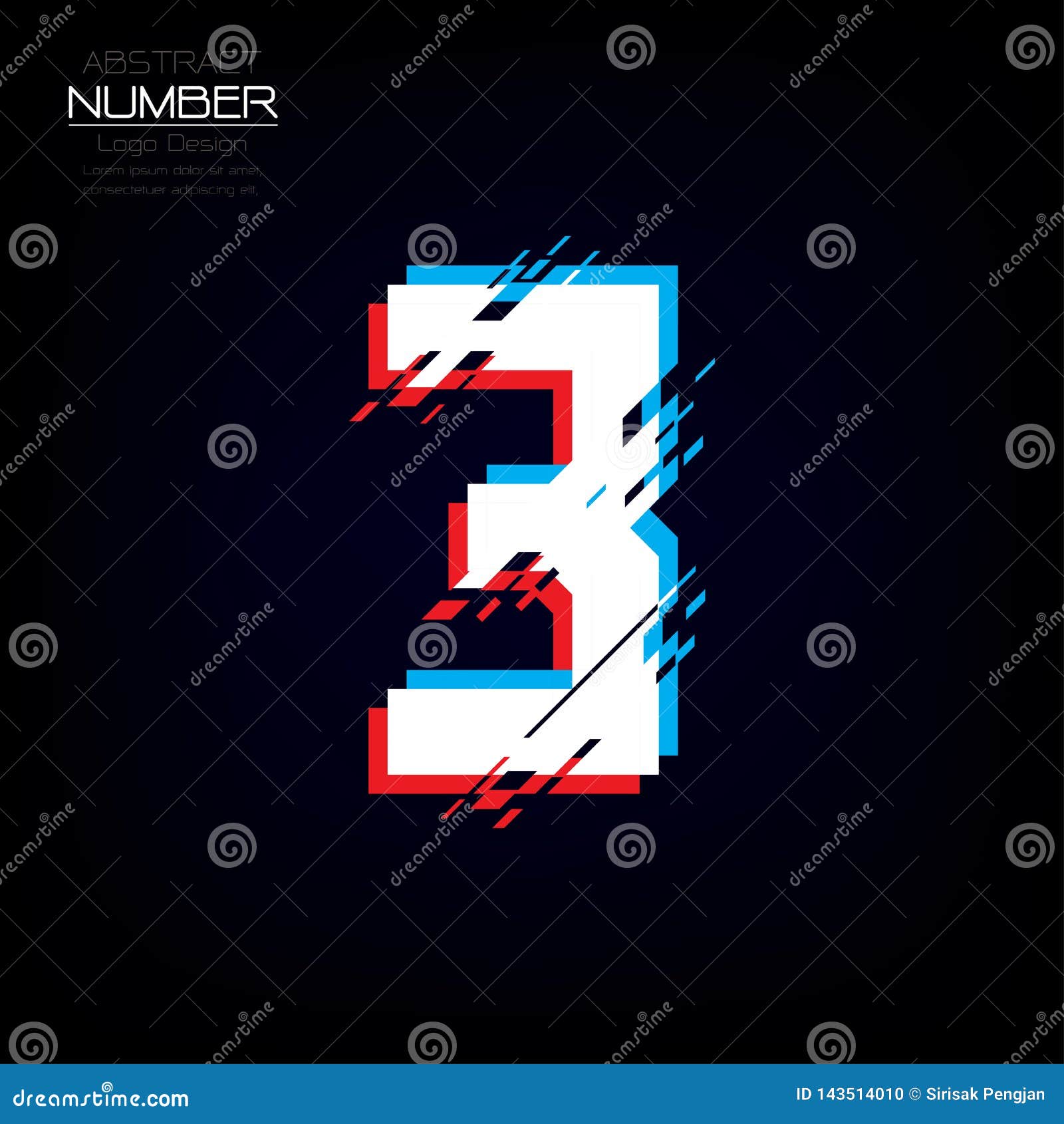 Modern Number Three Template, Abstract of Character Vector Stock ...