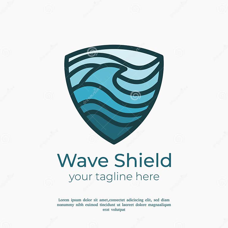 Modern Ocean Wave Shield Logo Illustration Design Stock Illustration - Illustration of isolated ...