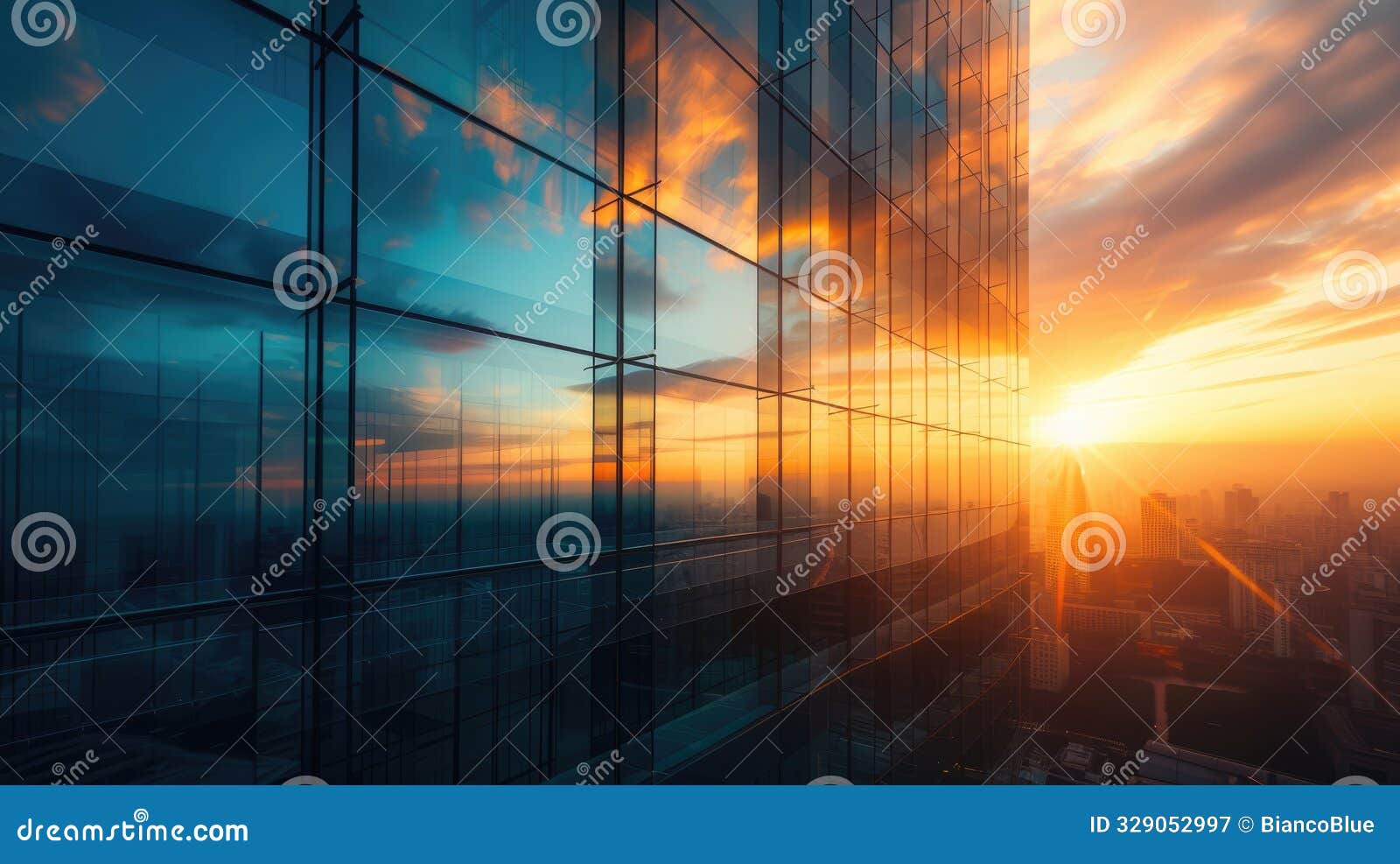 Modern Office Architectural Building with Glass Window with Sun Light ...