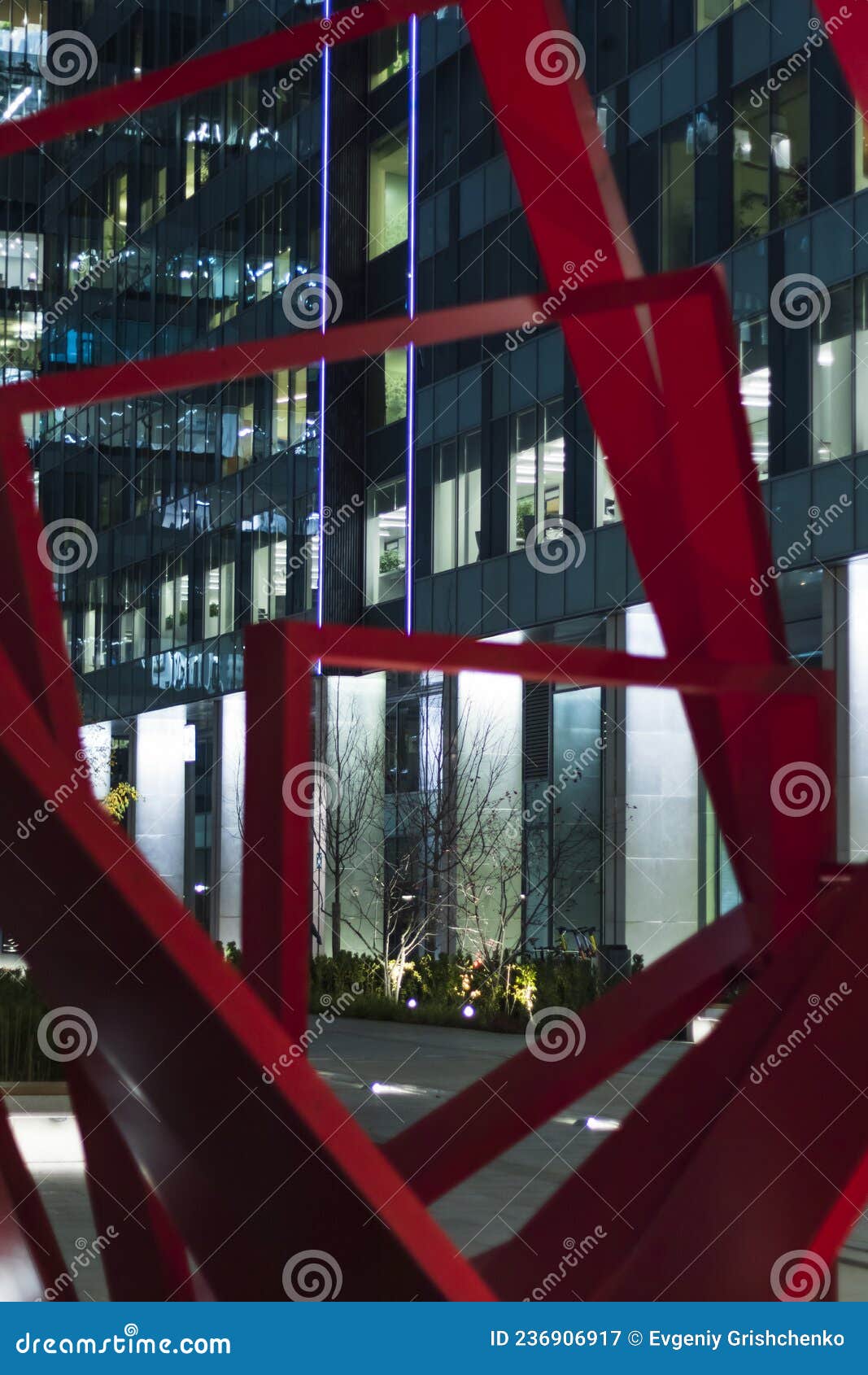 Modern Office Architecture Night Light Hi Tech Geometry Lines Stock ...