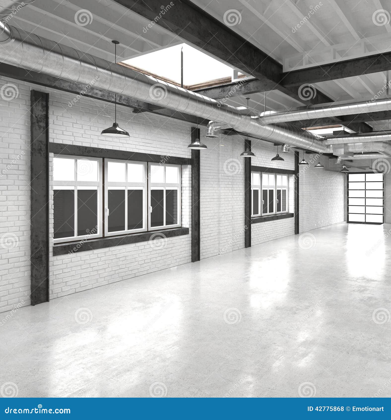 Modern Office Atrium or Hall Interior Stock Illustration - Illustration ...