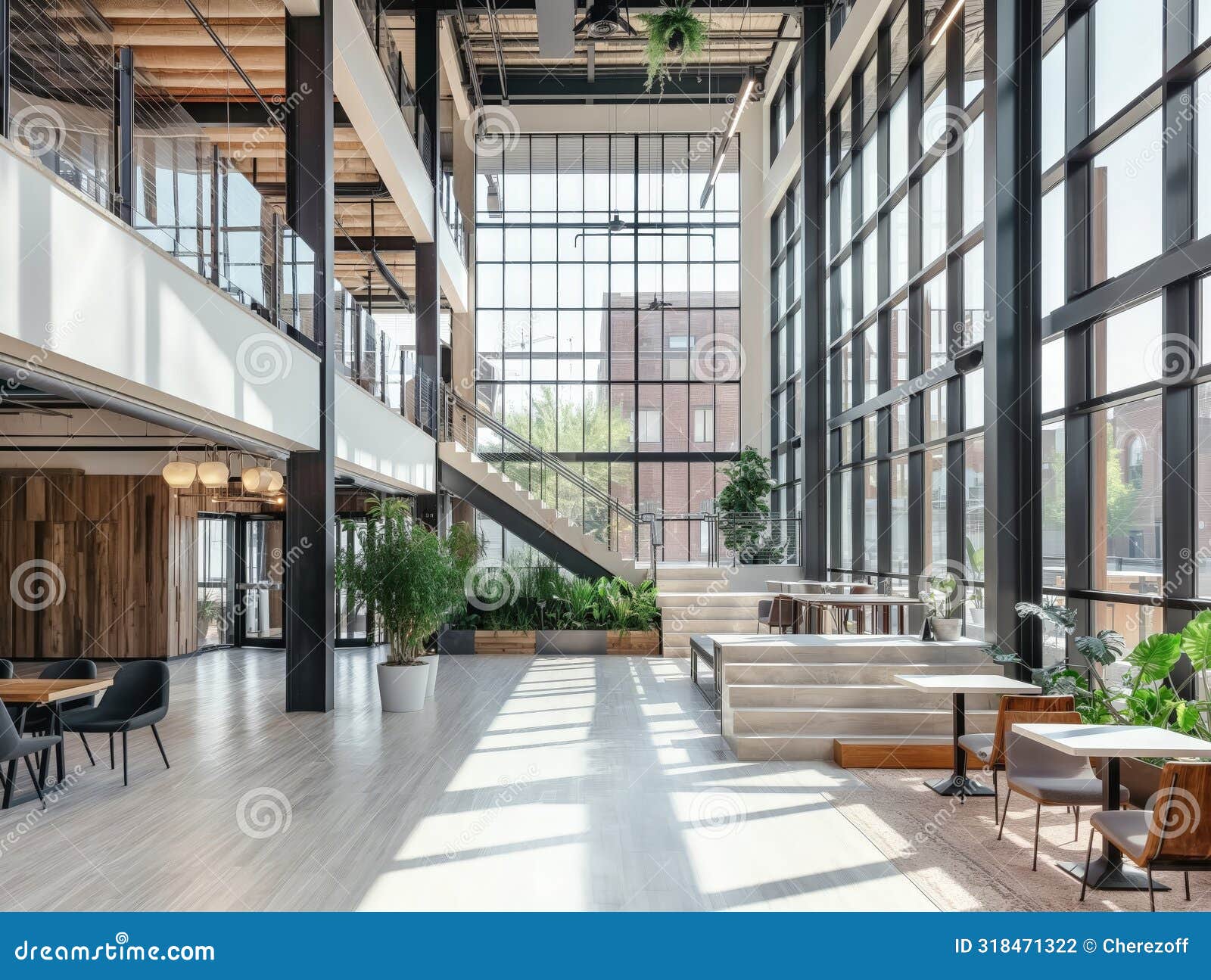 Modern Office Atrium with Natural Light Stock Photo - Image of ...