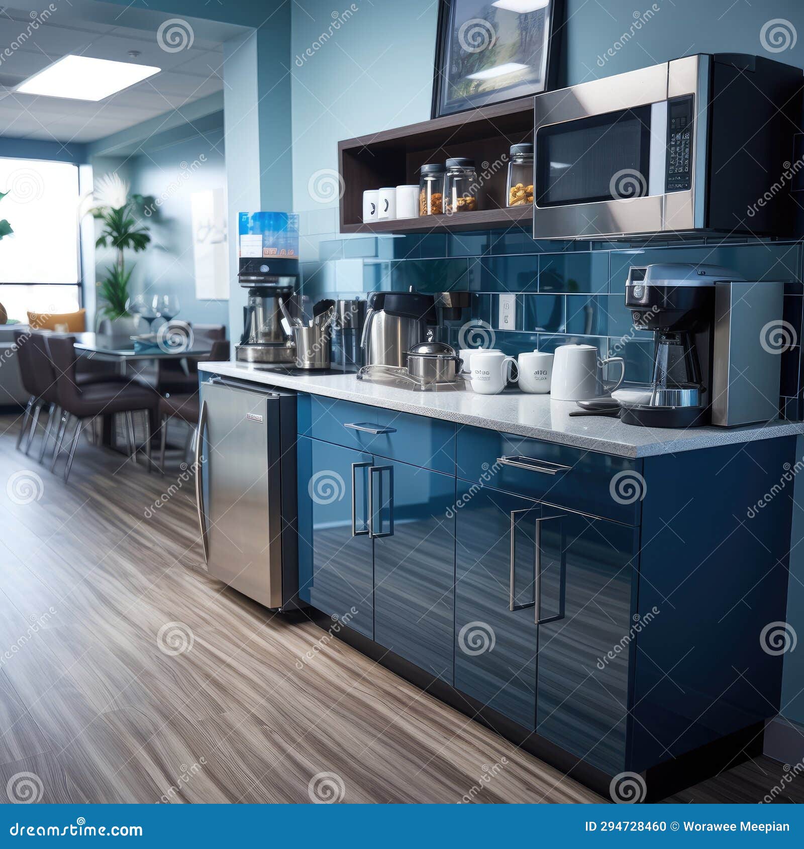 Modern Office Break Room Kitchenette. Generative AI Stock Photo - Image ...
