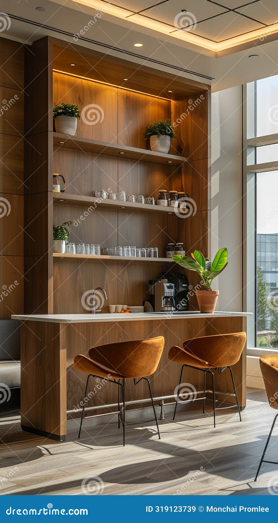 Modern Office Breakroom Designed with Sustainability in Mind, Featuring ...