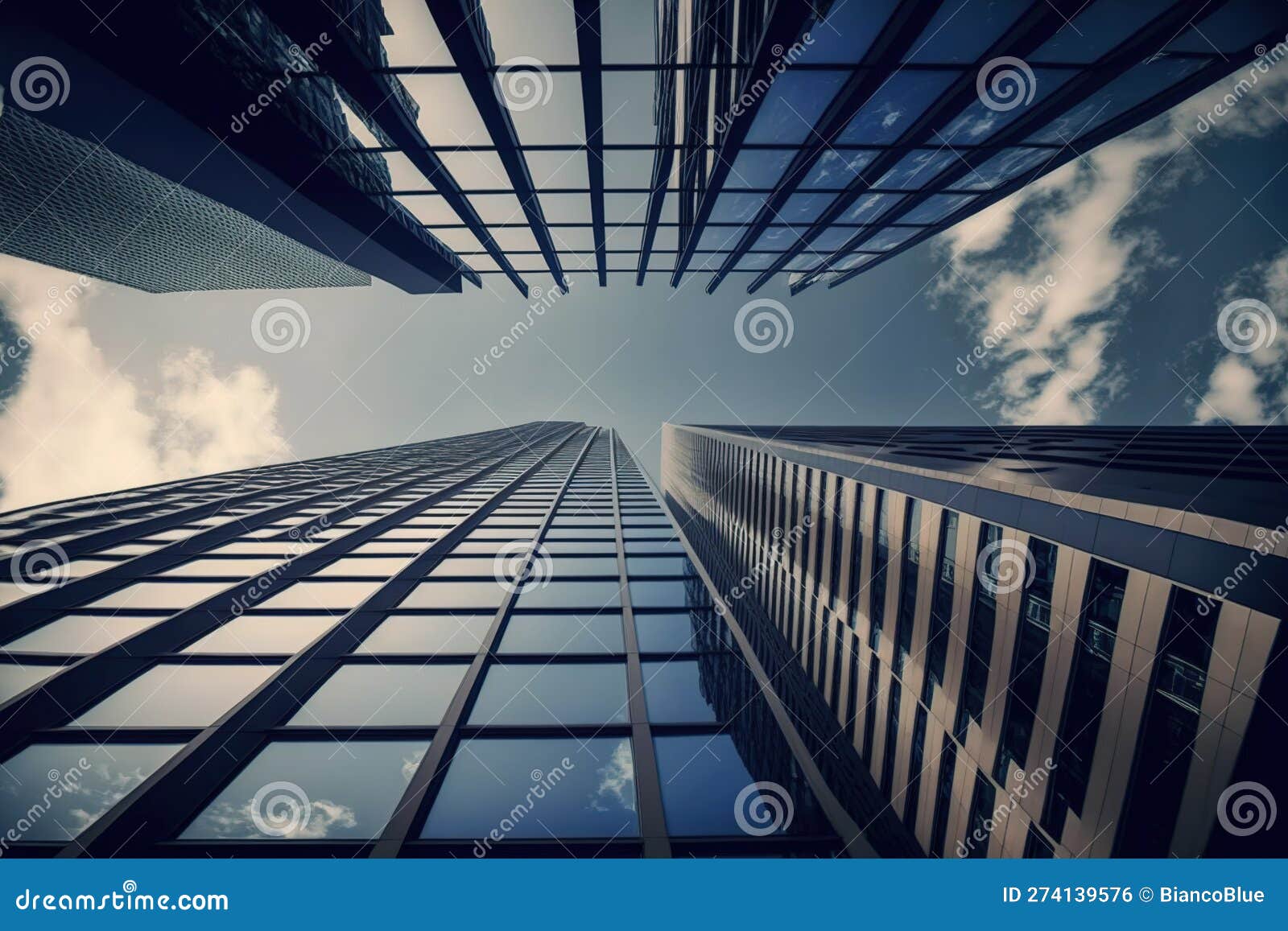 Modern Office Building Architecture with Glass Window from Below View ...