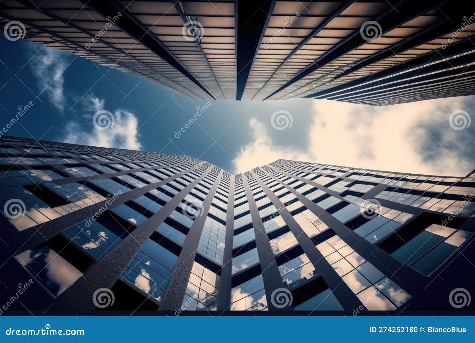 Modern Office Building Architecture with Glass Window from Below View ...