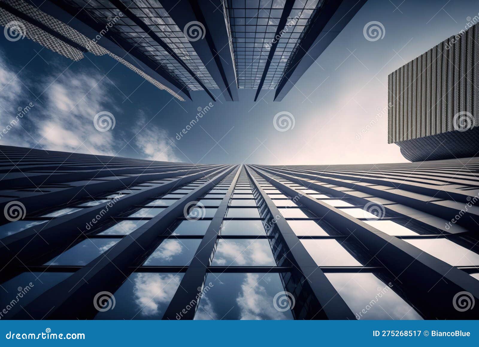 Modern Office Building Architecture with Glass Window from Below View ...