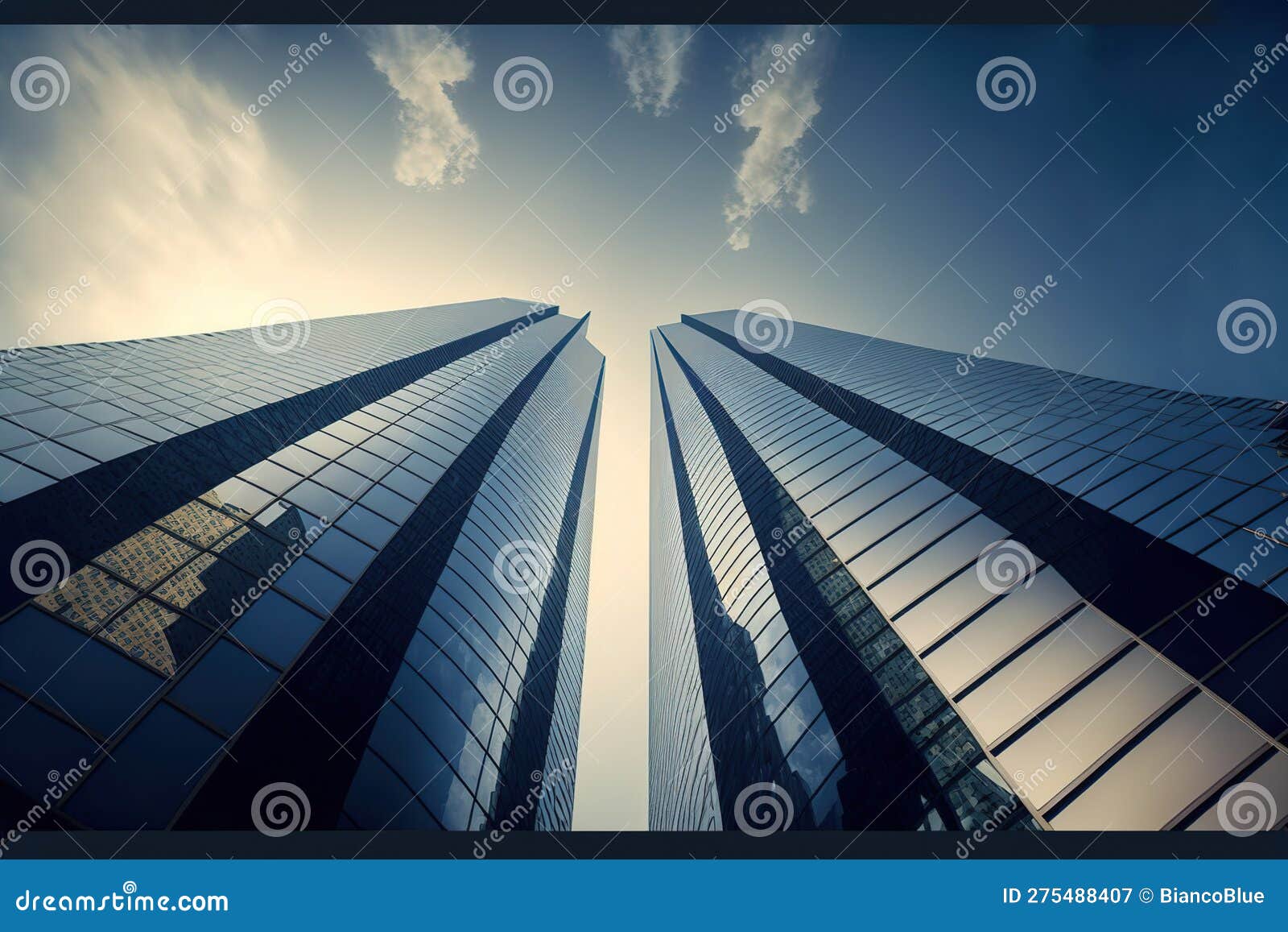 Modern Office Building Architecture with Glass Window from Below View ...