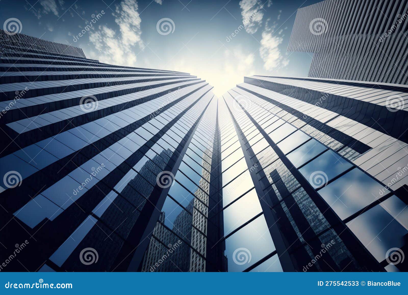 Modern Office Building Architecture with Glass Window from Below View ...