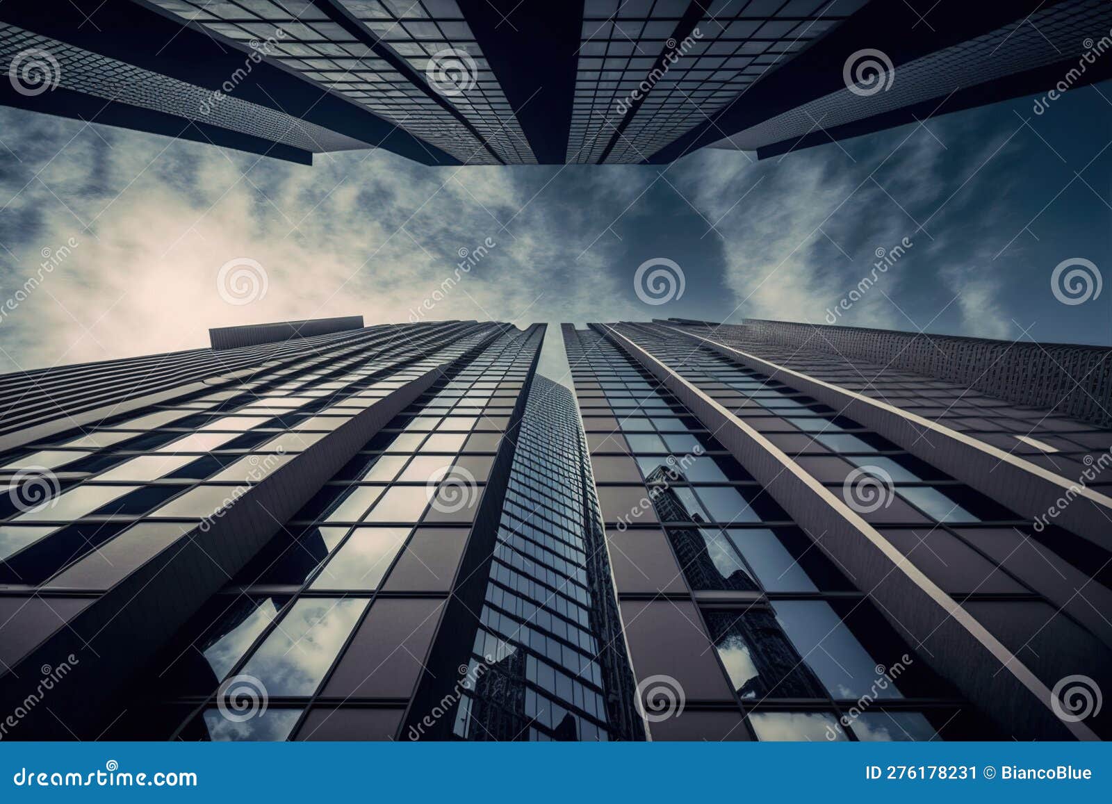 Modern Office Building Architecture with Glass Window from Below View ...