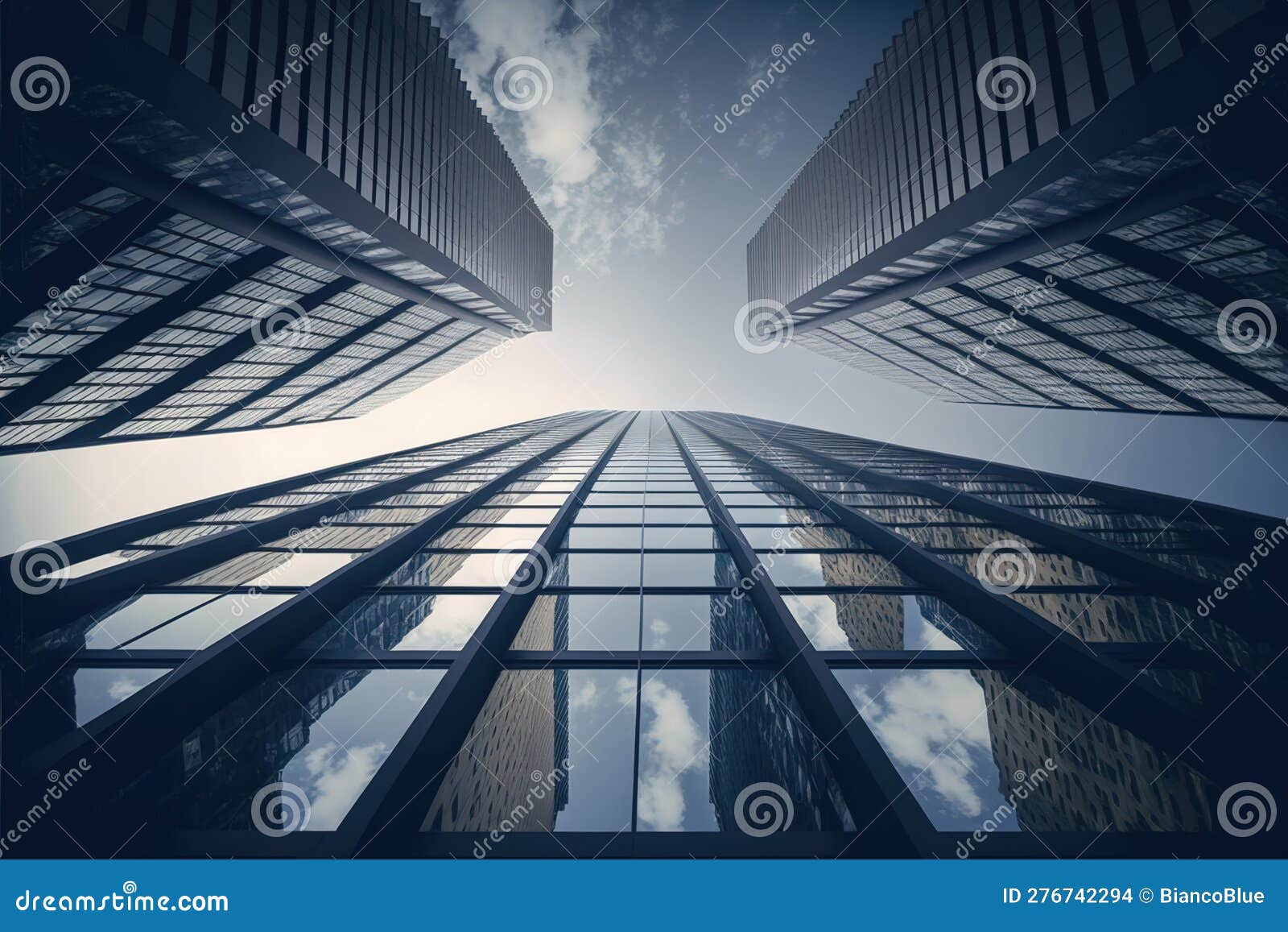 Modern Office Building Architecture with Glass Window from Below View ...