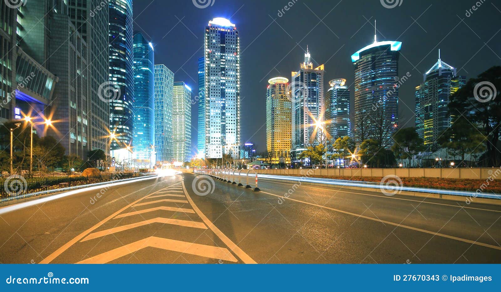 Modern Office Building Background of Night with Light Trails Stock ...