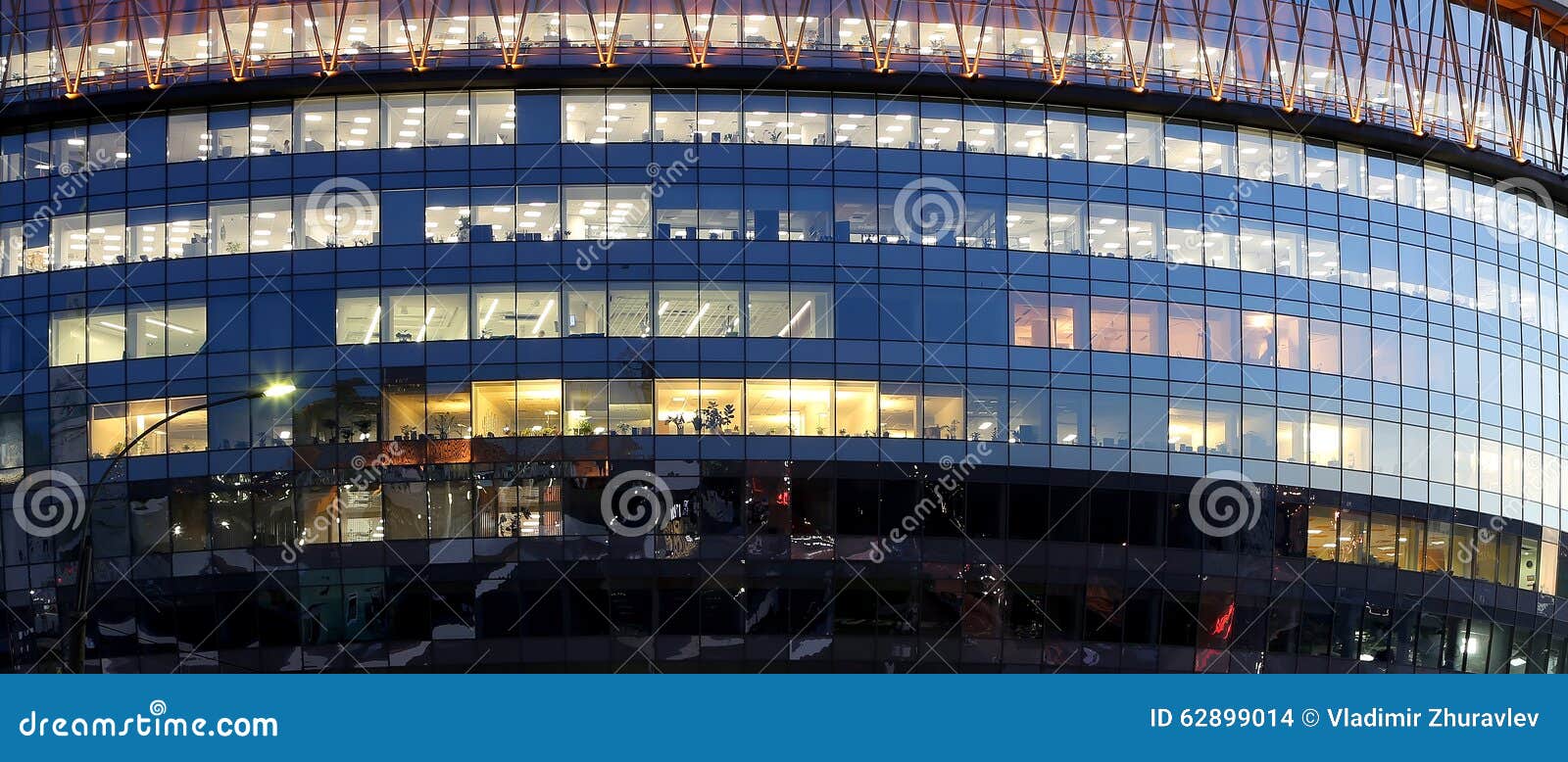 Modern Office Building with Big Windows at Night Stock Photo - Image of ...