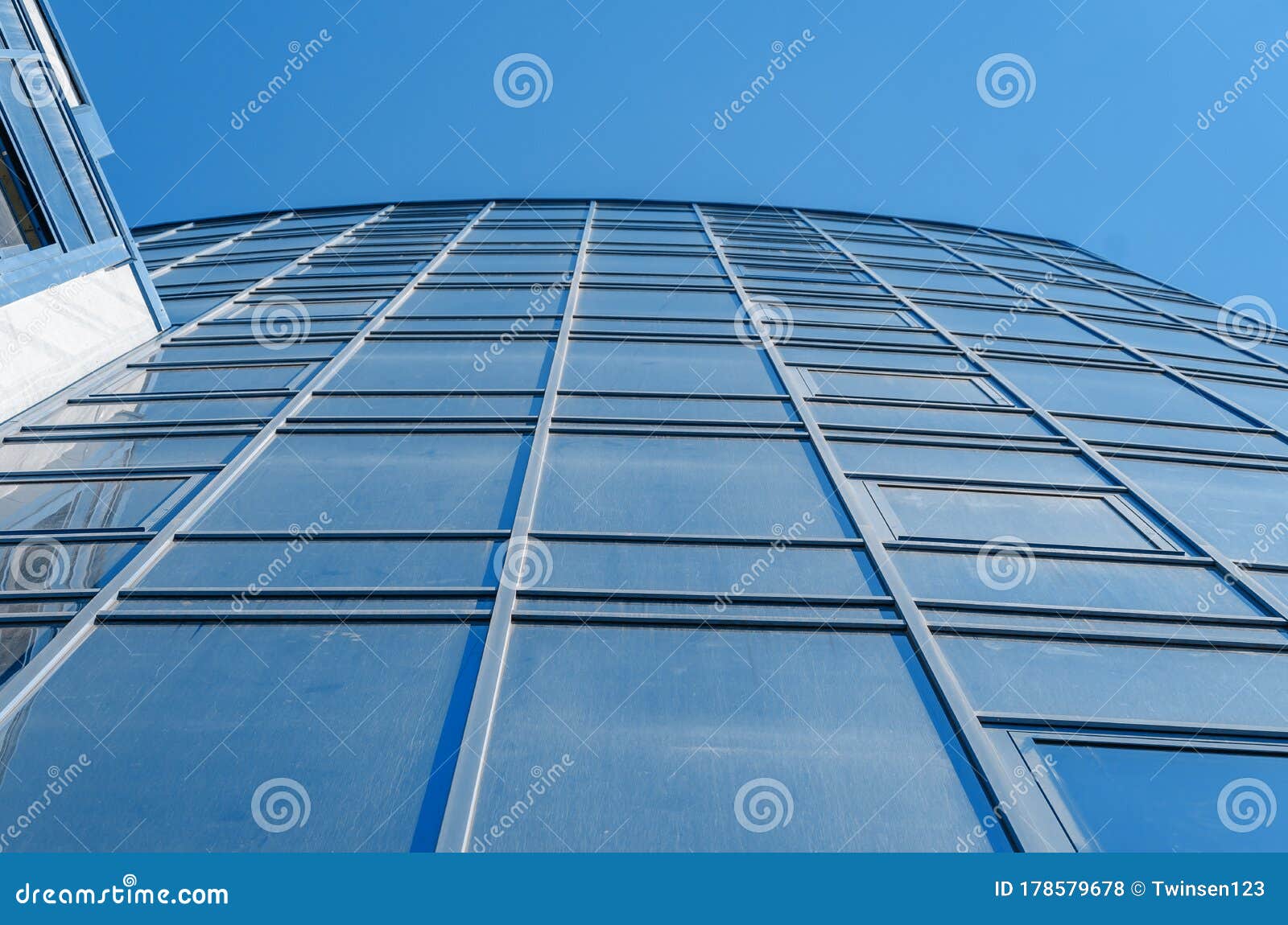Modern Office Building in Blue Glass Stock Photo - Image of people ...