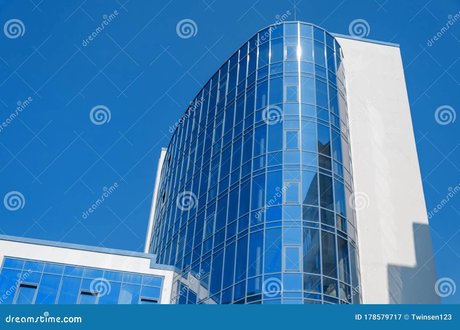 Modern Office Building in Blue Glass Stock Image - Image of corporate ...