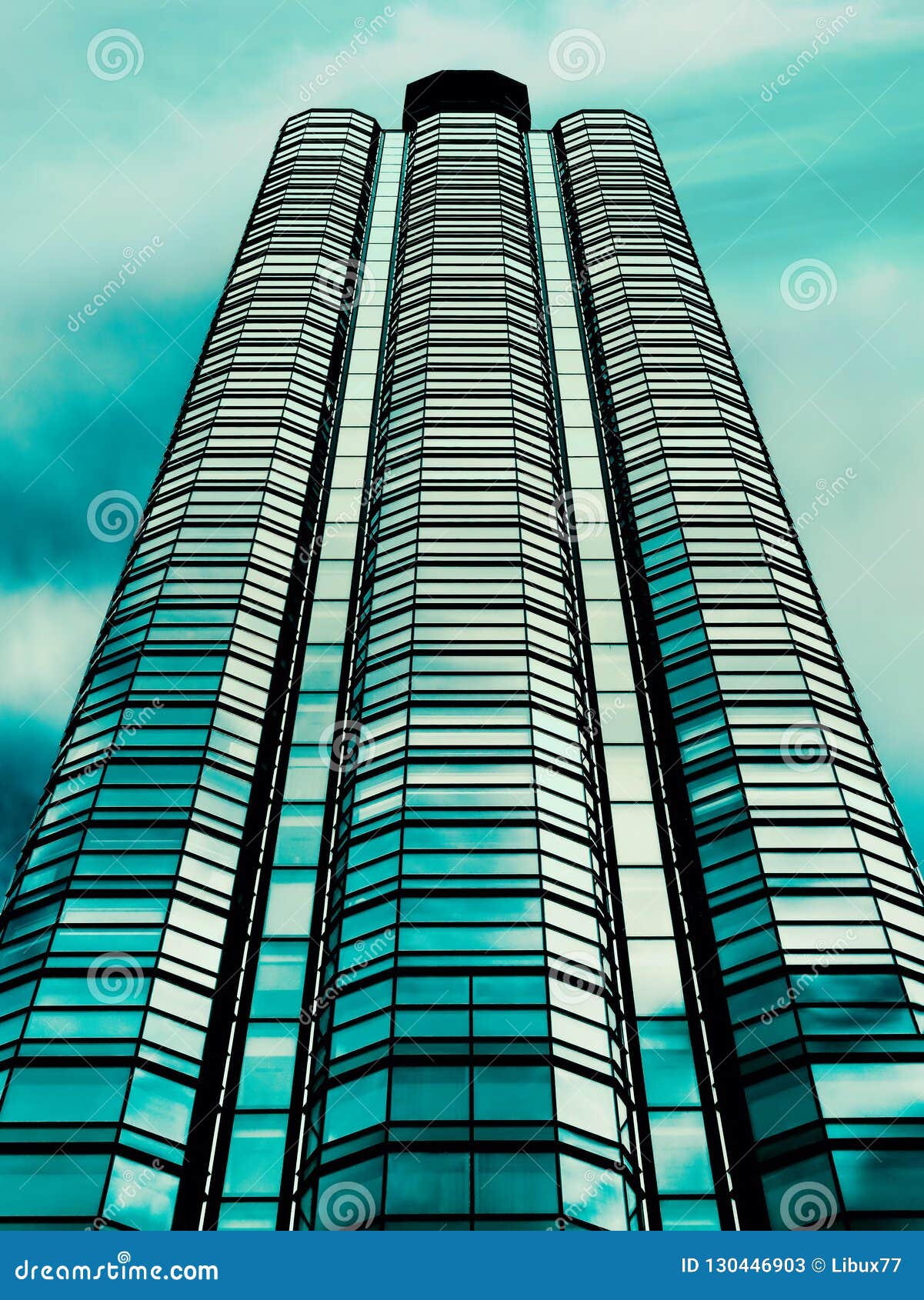 Modern Office Building with Blue Sky Clouds Stock Image - Image of city ...