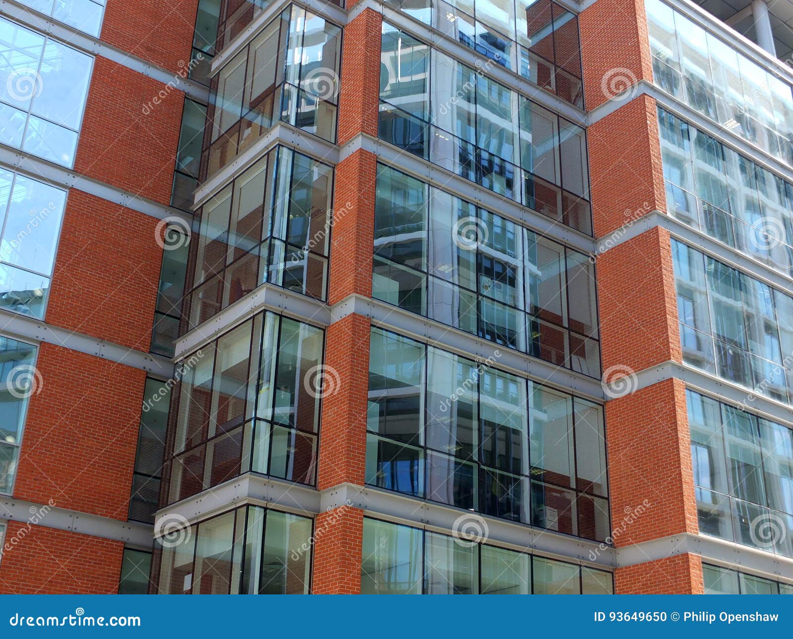 Modern Office Building with Brick Details Stock Photo - Image of facade ...
