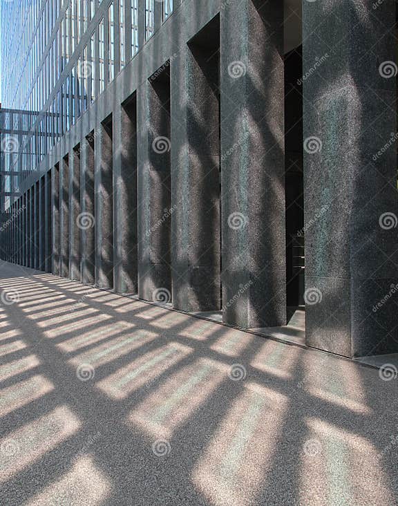 Modern Office Building Colonnade Stock Photo - Image of granite, stone ...
