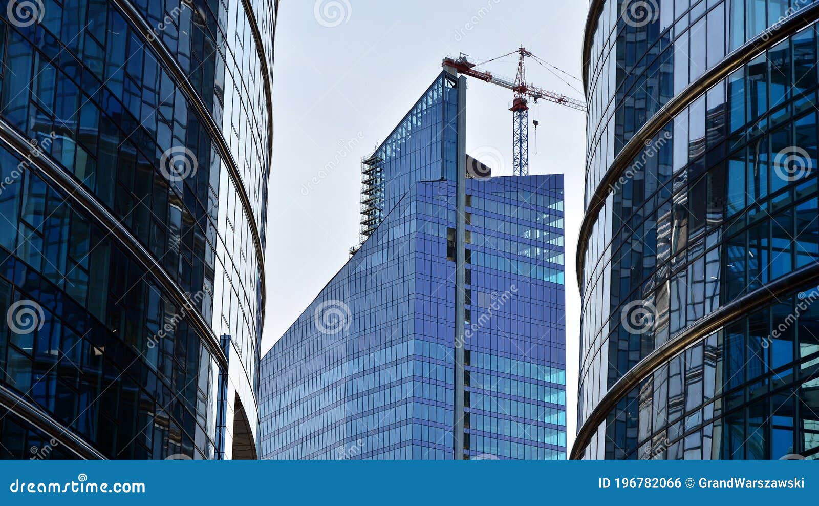 Office Building, Details of Blue Glass Wall and Sun Reflections. Stock ...
