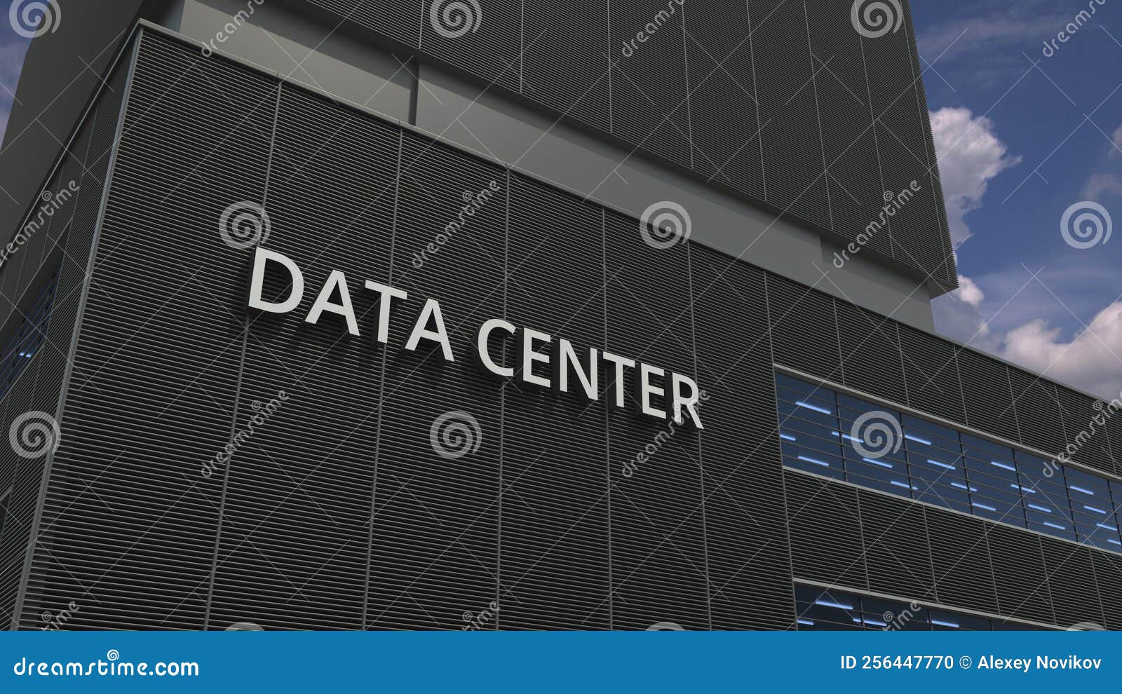 Modern Office Building with DATA CENTER Text. 3d Rendering Stock ...