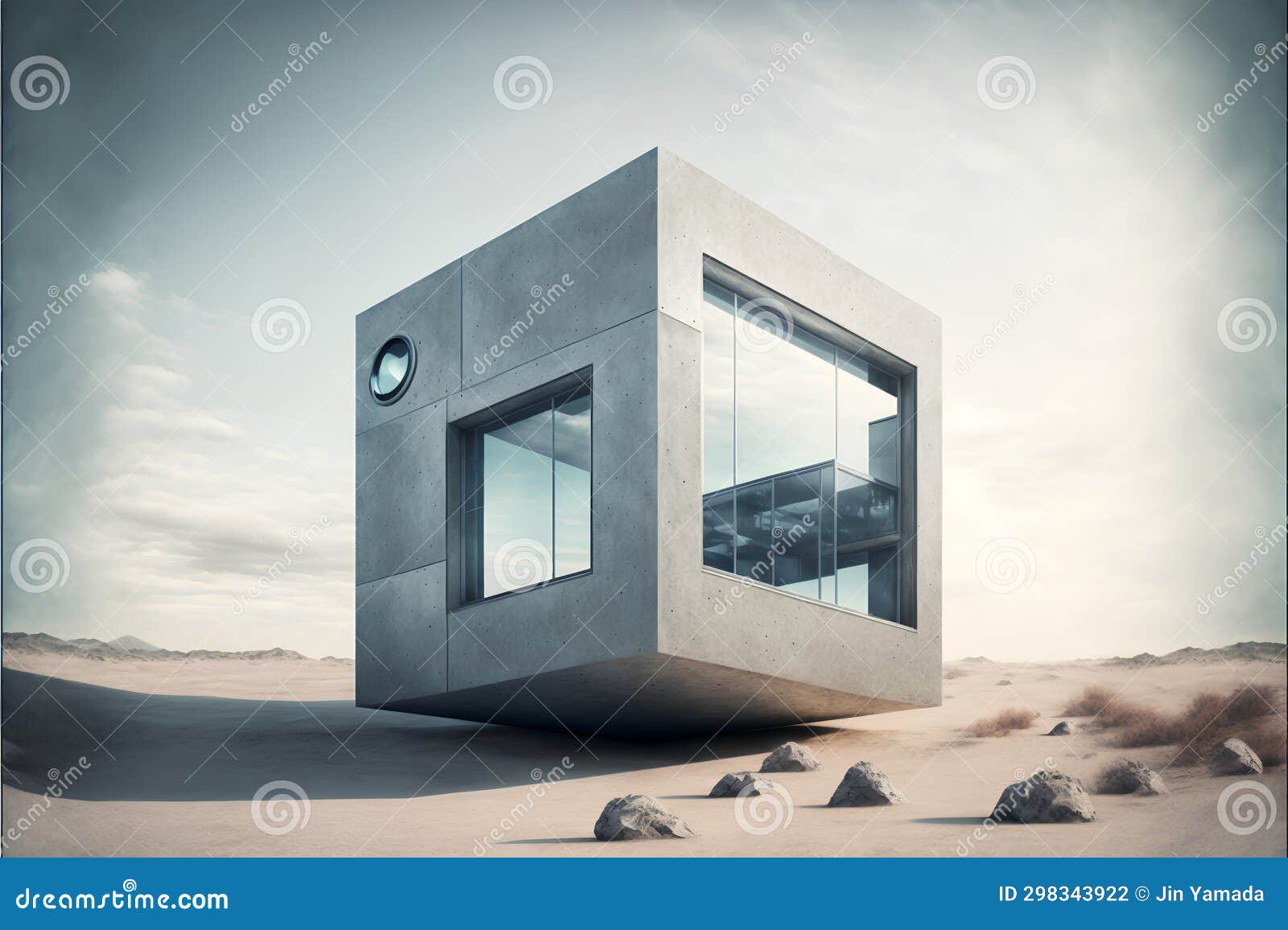 Modern Office Building in the Desert. 3d Rendering Toned Image Stock ...
