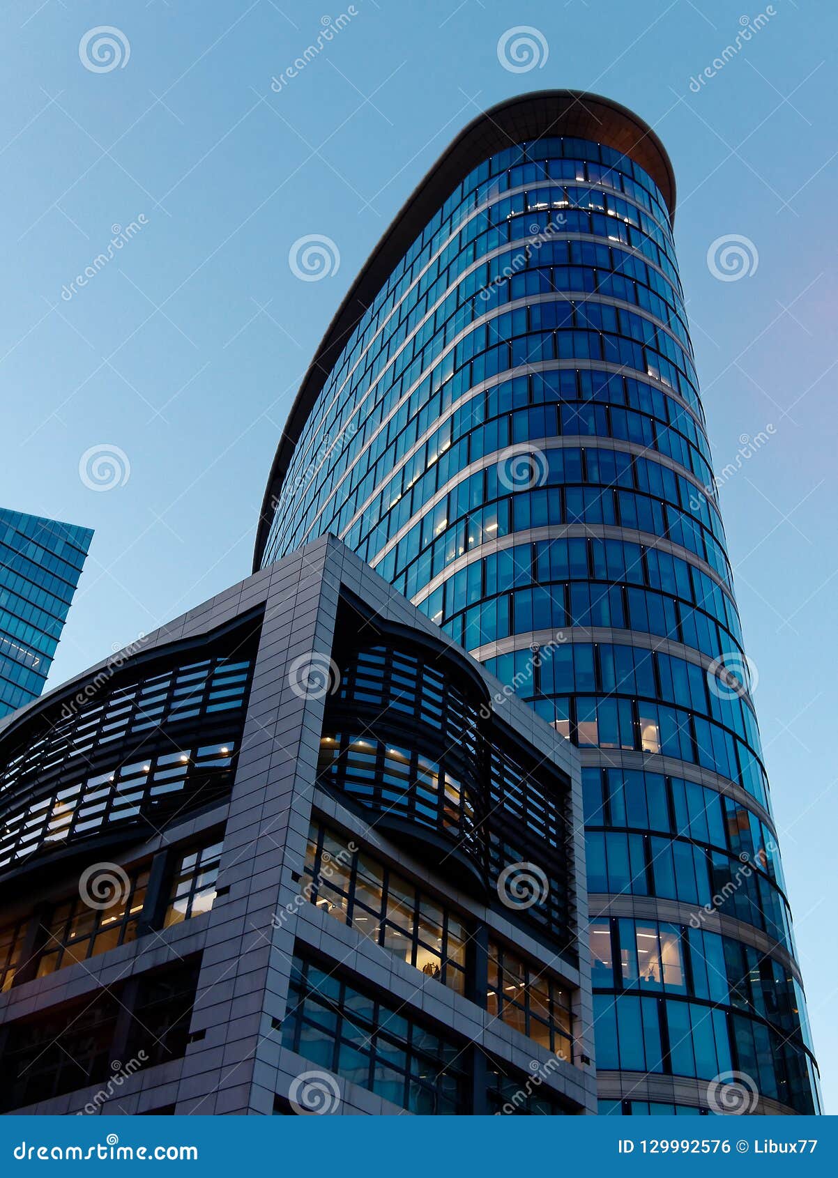 Modern Office Building Dusk Stock Photo - Image of skyscraper, modern ...